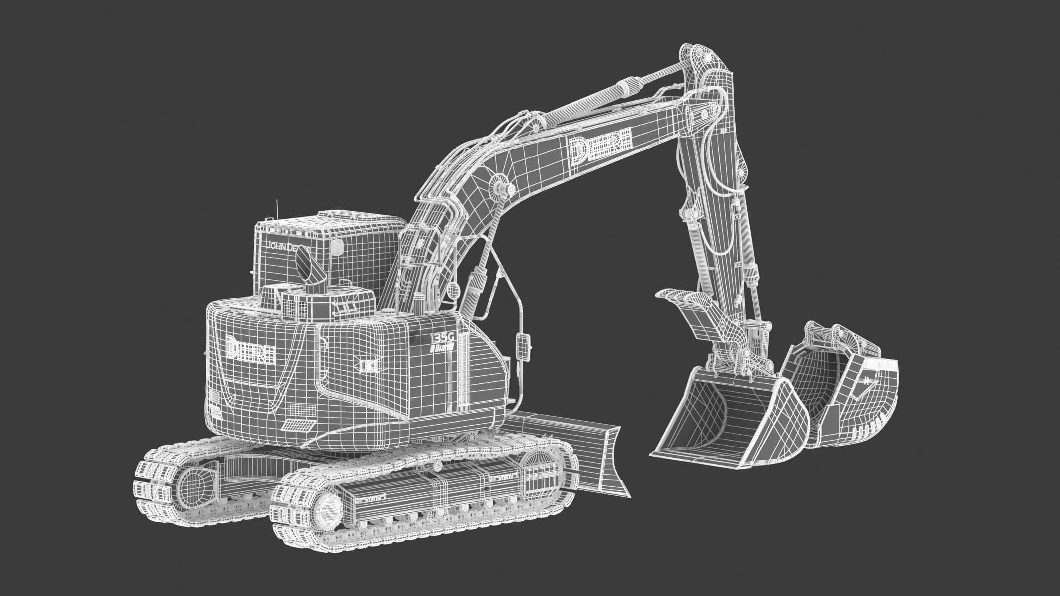 John Deere 135G and Bucket - 3D Model by frezzy