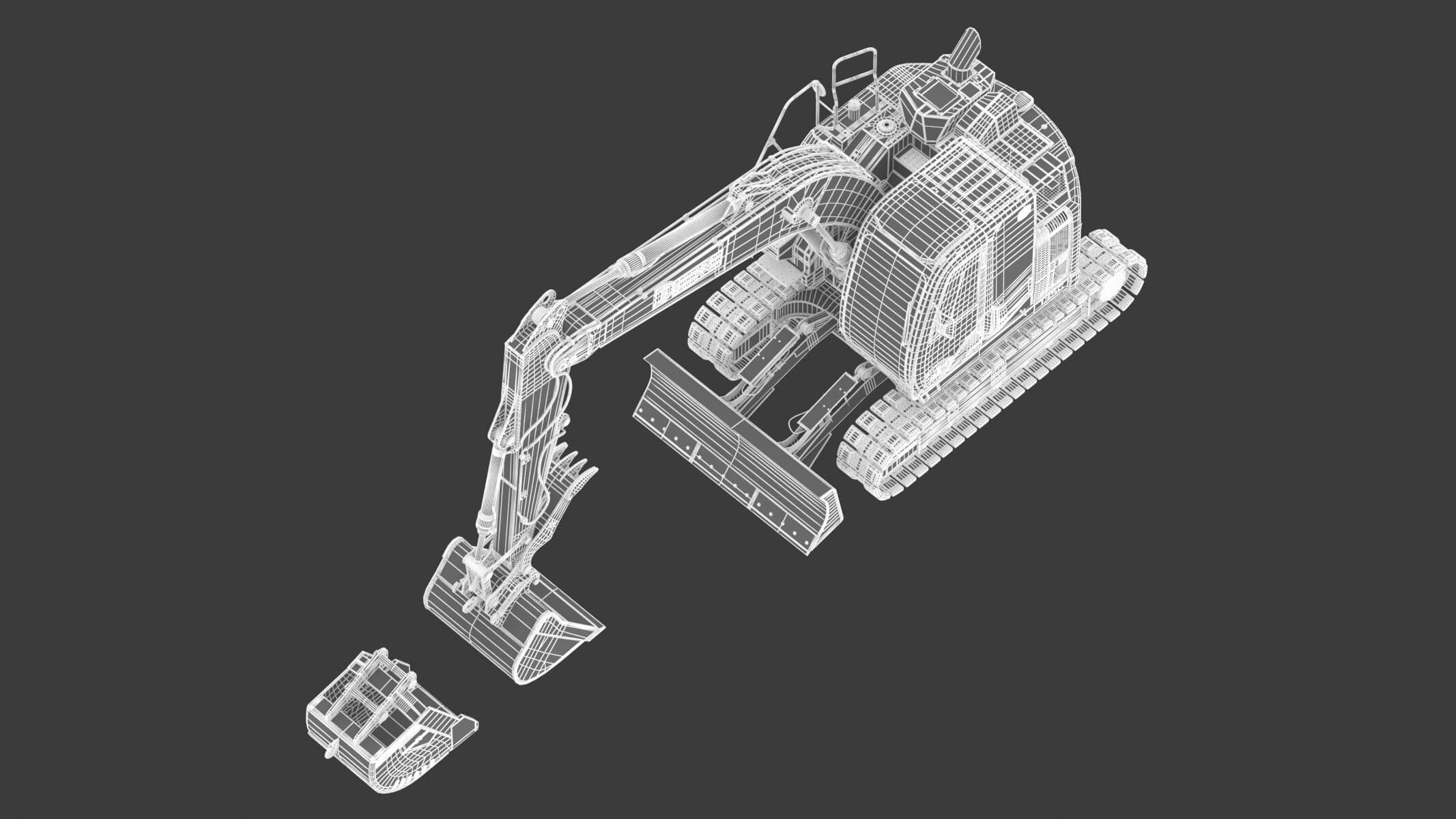 John Deere 135G and Bucket - 3D Model by frezzy
