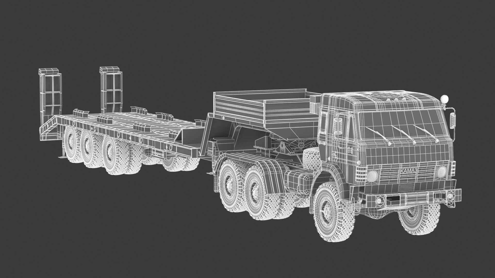 Kamaz 65225 Tank Transporter - 3D Model by frezzy