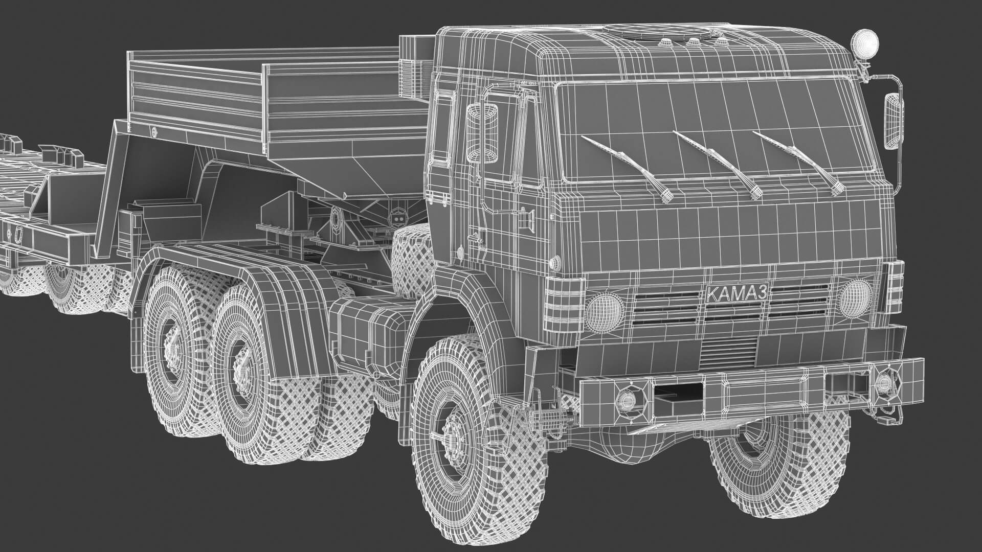 Kamaz 65225 Tank Transporter - 3D Model by frezzy