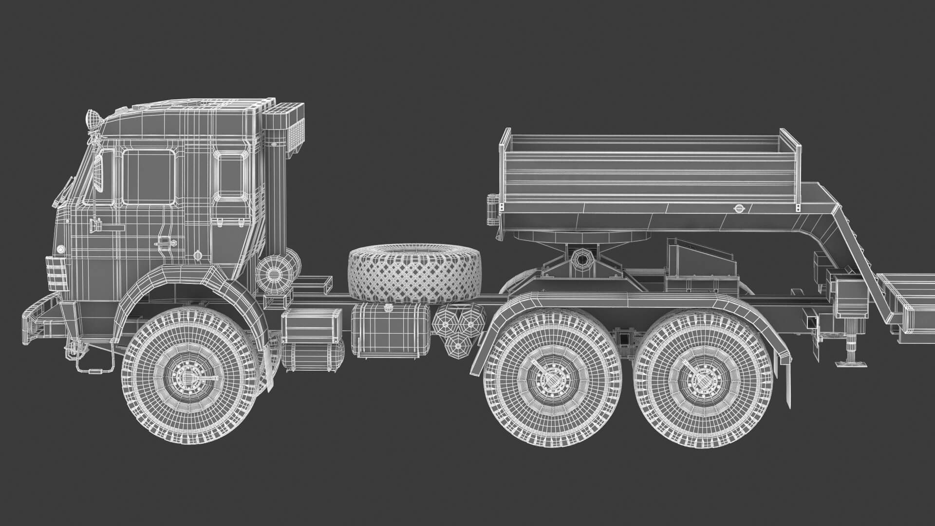 Kamaz 65225 Tank Transporter - 3D Model by frezzy