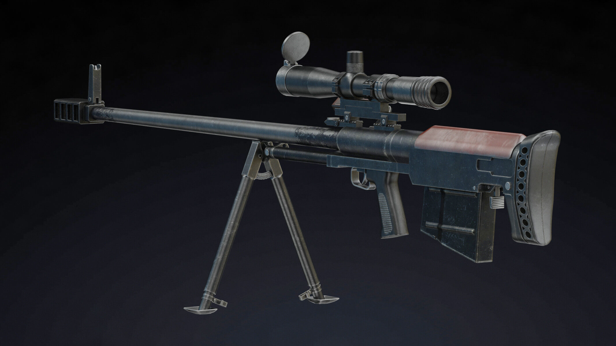 KSVK 12.7 Low Poly - 3D Model by frezzy