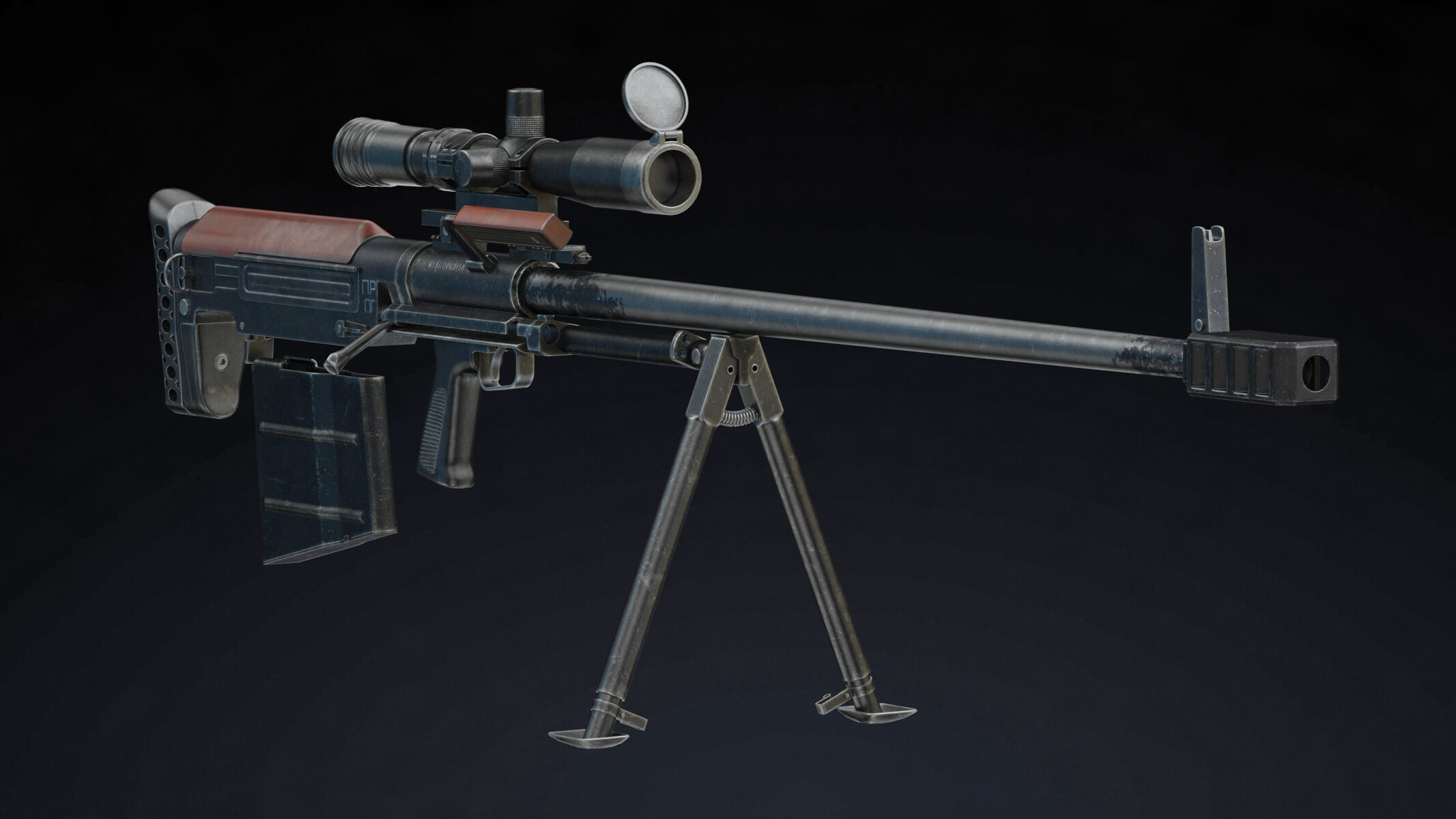 KSVK 12.7 Low Poly - 3D Model by frezzy