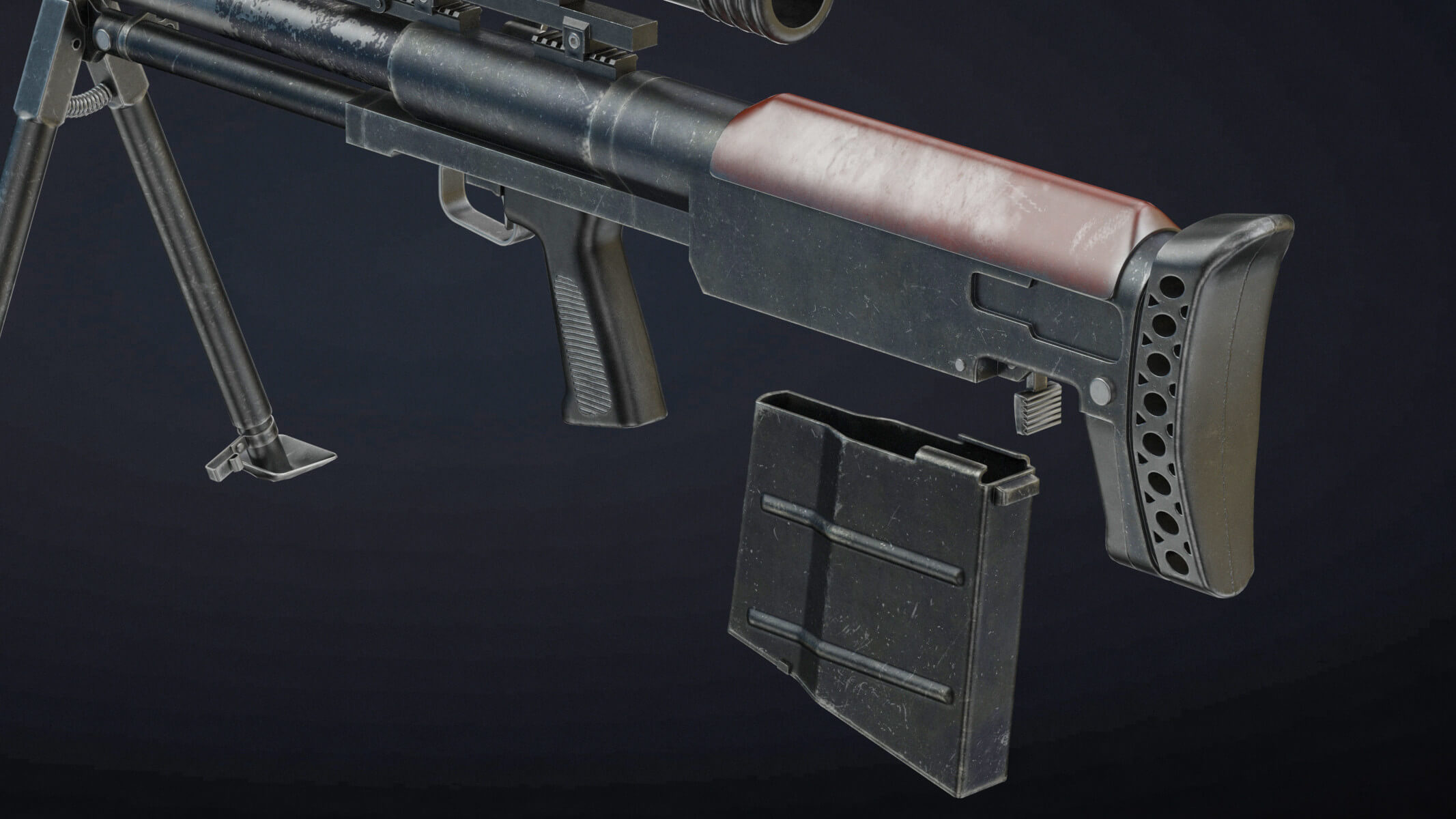 KSVK 12.7 Low Poly - 3D Model by frezzy