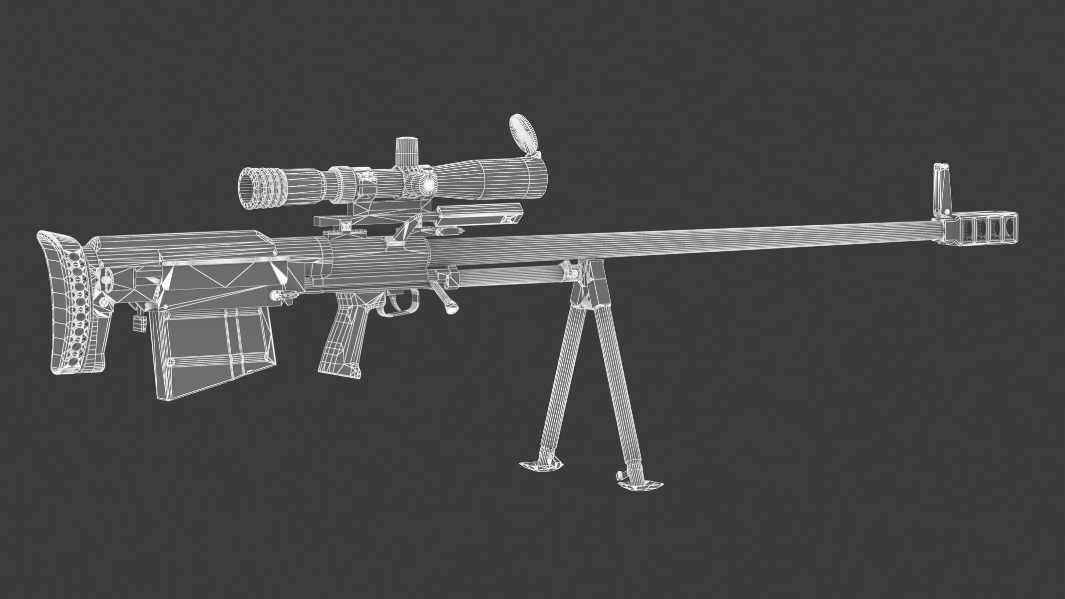 KSVK 12.7 Low Poly - 3D Model by frezzy