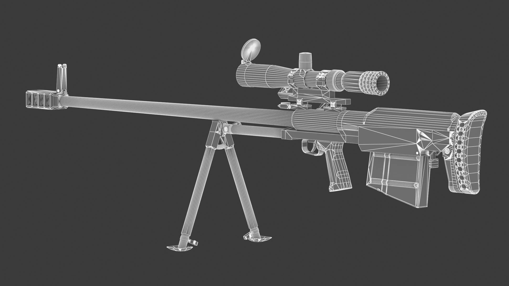 KSVK 12.7 Low Poly - 3D Model by frezzy