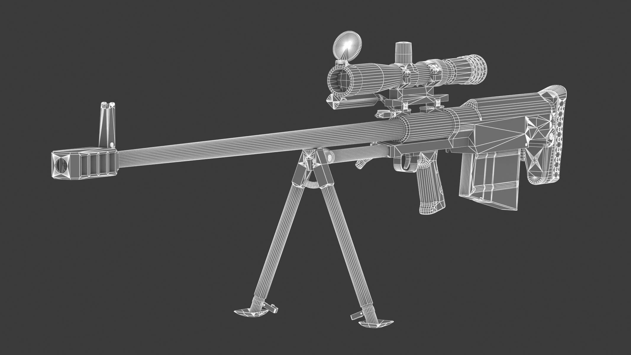 KSVK 12.7 Low Poly - 3D Model by frezzy
