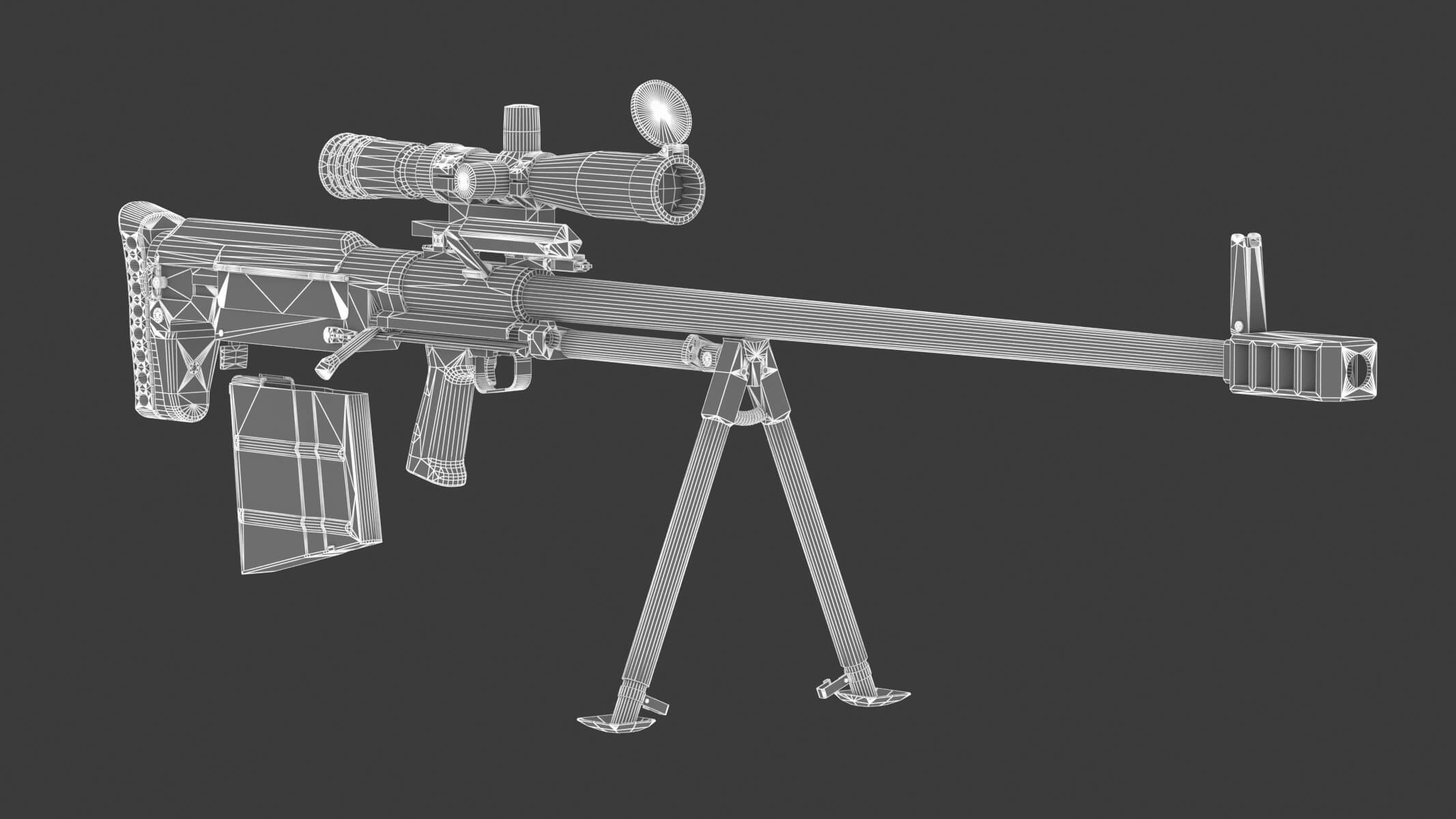 KSVK 12.7 Low Poly - 3D Model by frezzy