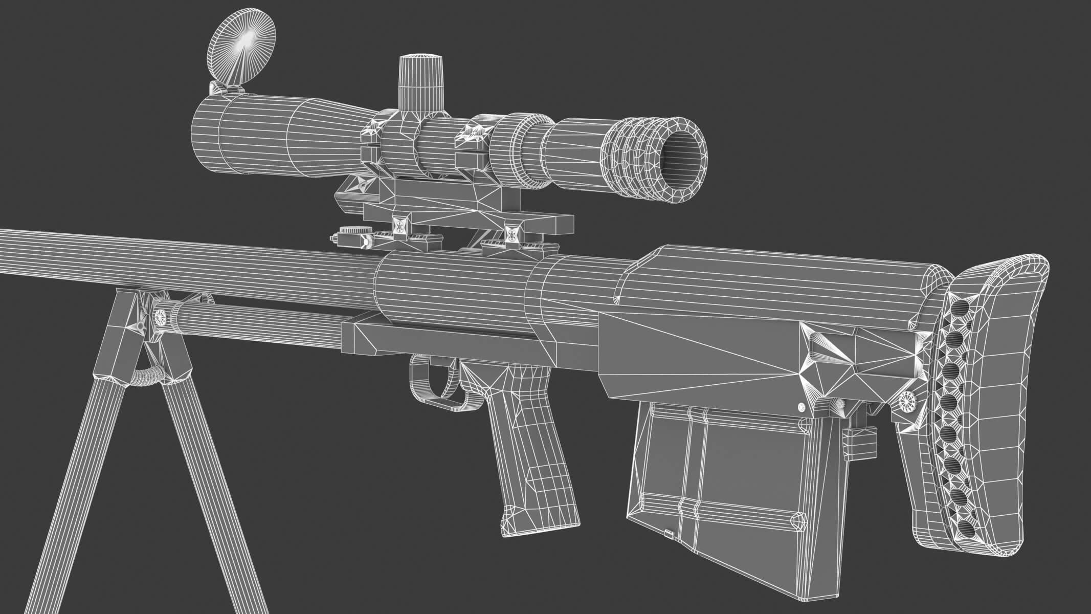 KSVK 12.7 Low Poly - 3D Model by frezzy