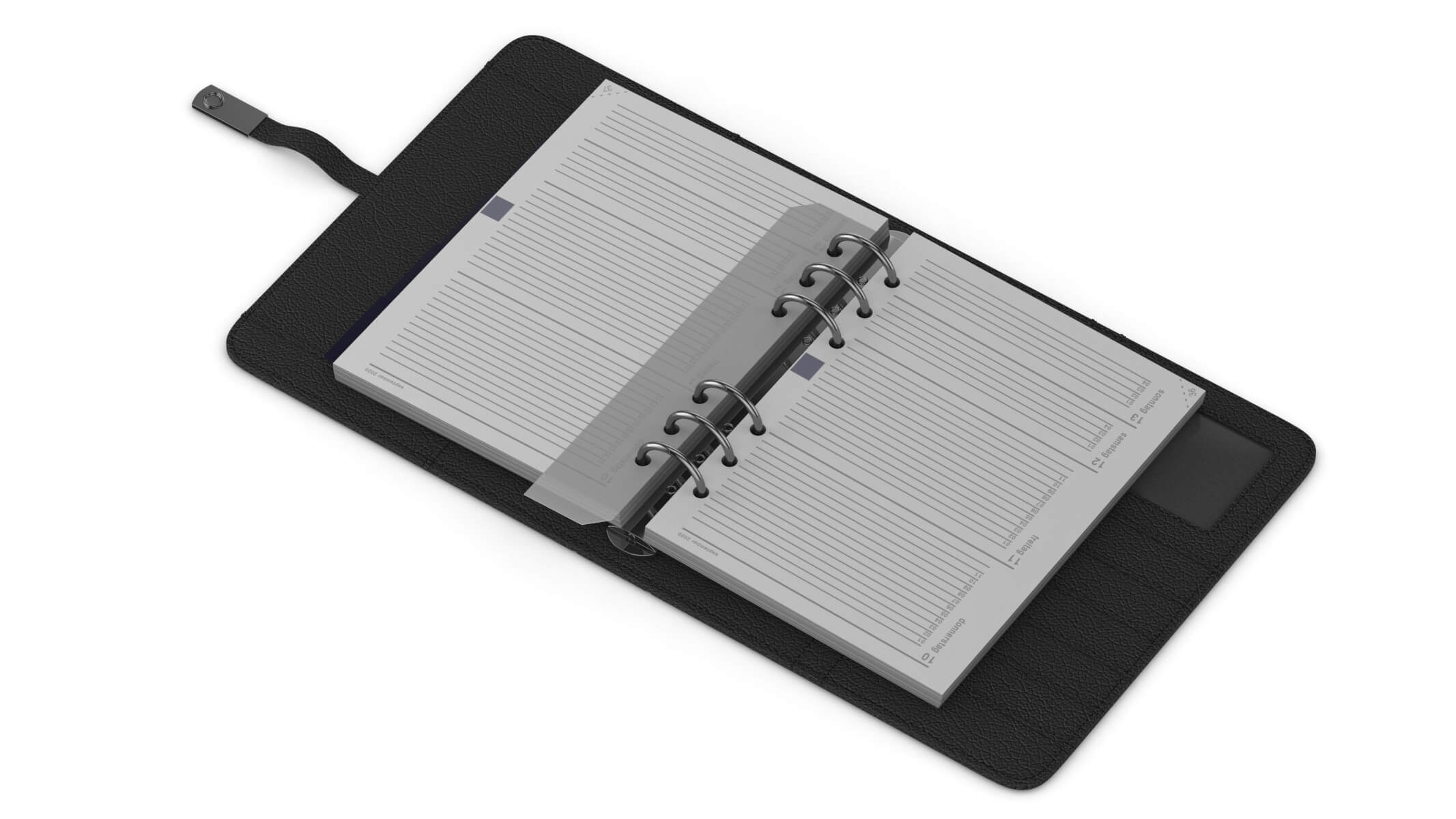 Leather Black Organizer Open - 3D Model by frezzy