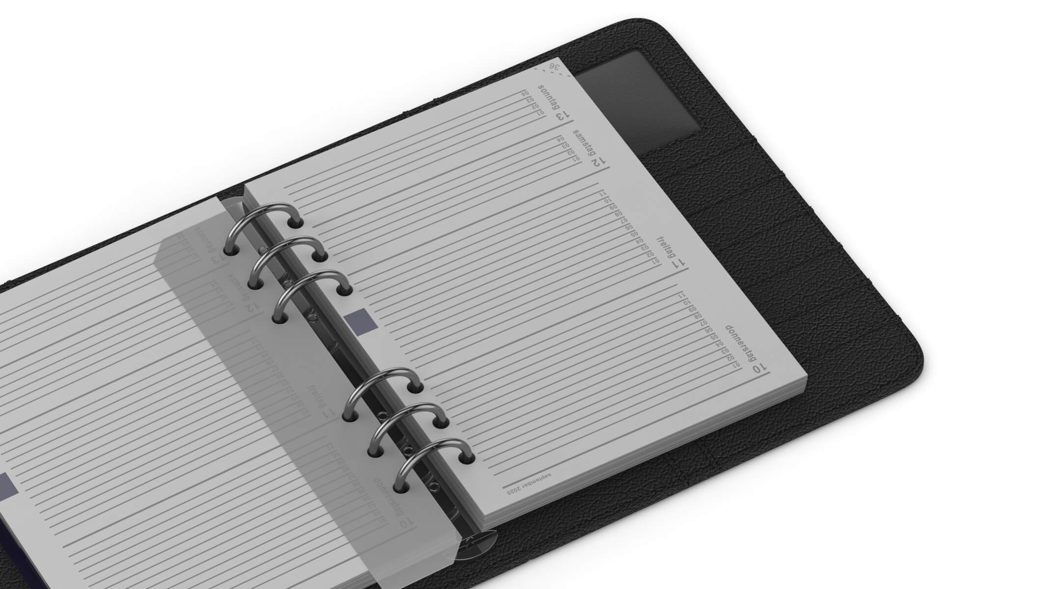 Leather Black Organizer Open - 3D Model by frezzy