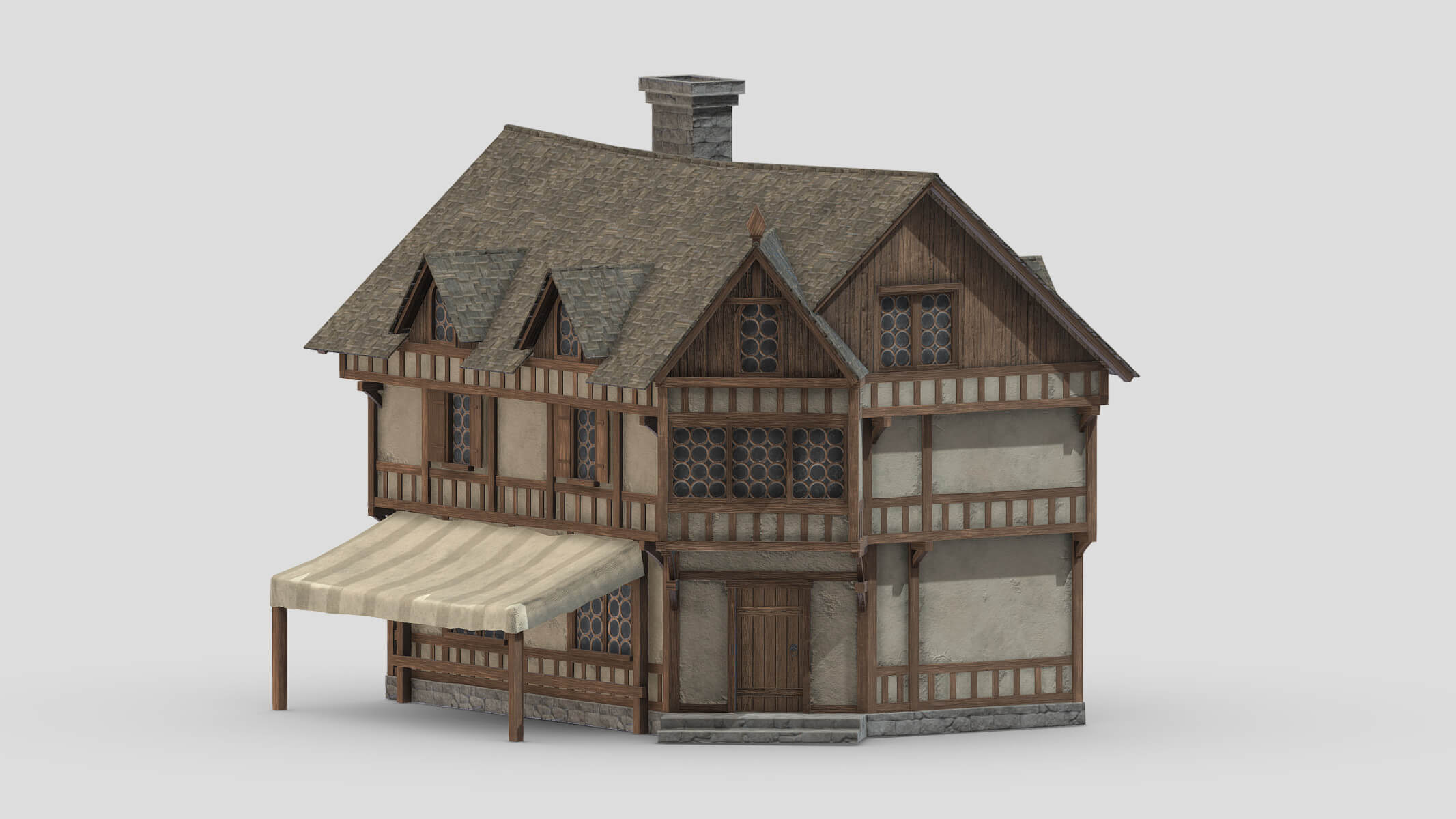 Medieval Building 01 Low Poly - 3D Model by frezzy