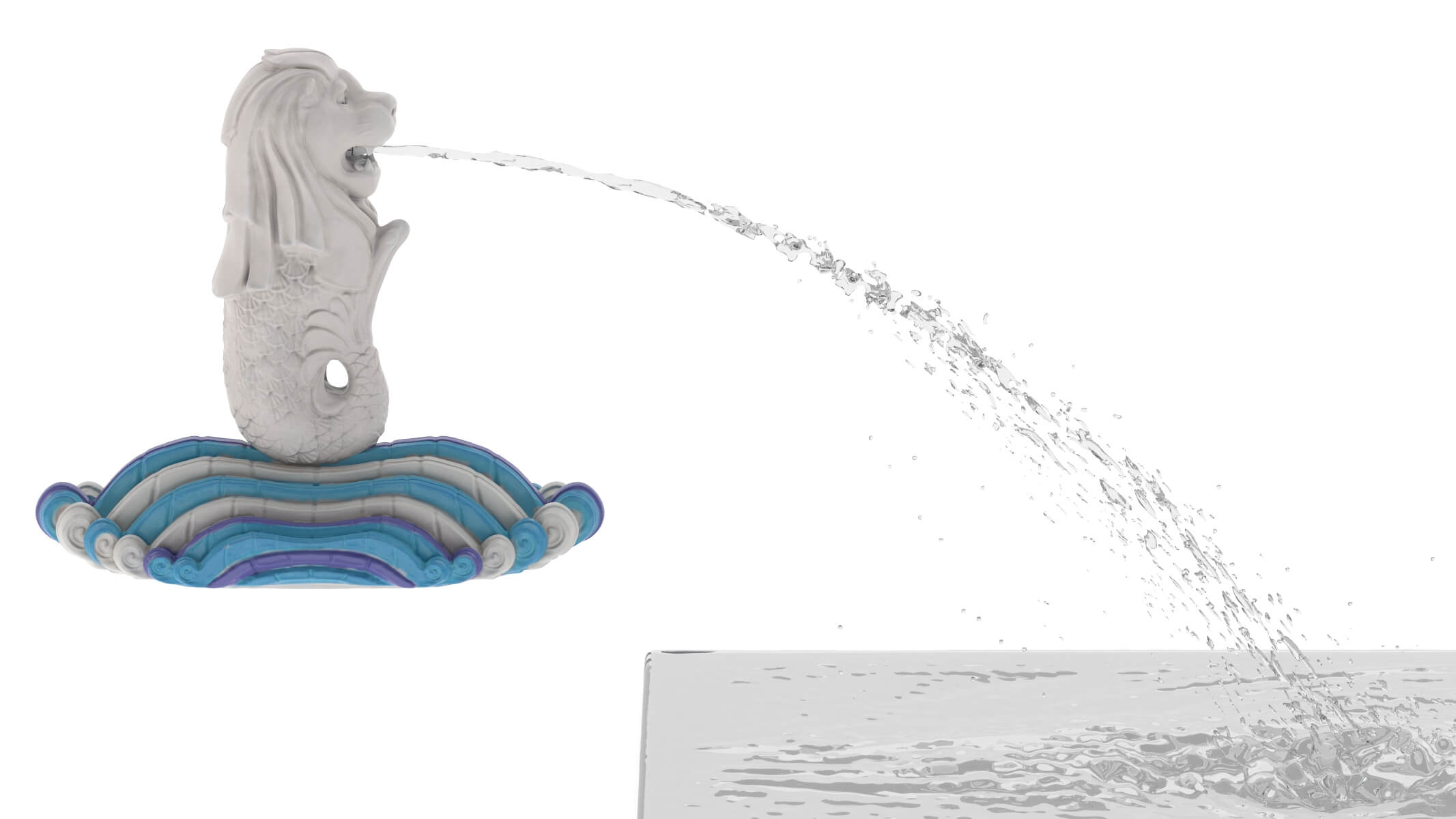 Merlion Fountain Water Spray Big - 3D Model by frezzy