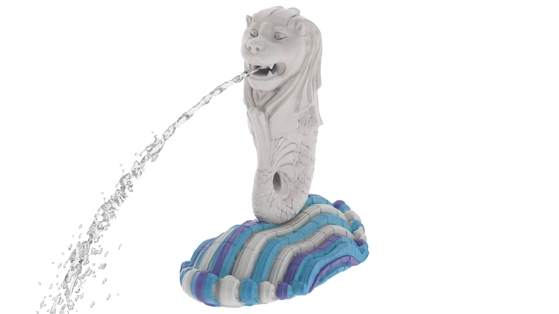 Merlion Fountain Water Spray Big - 3D Model by frezzy