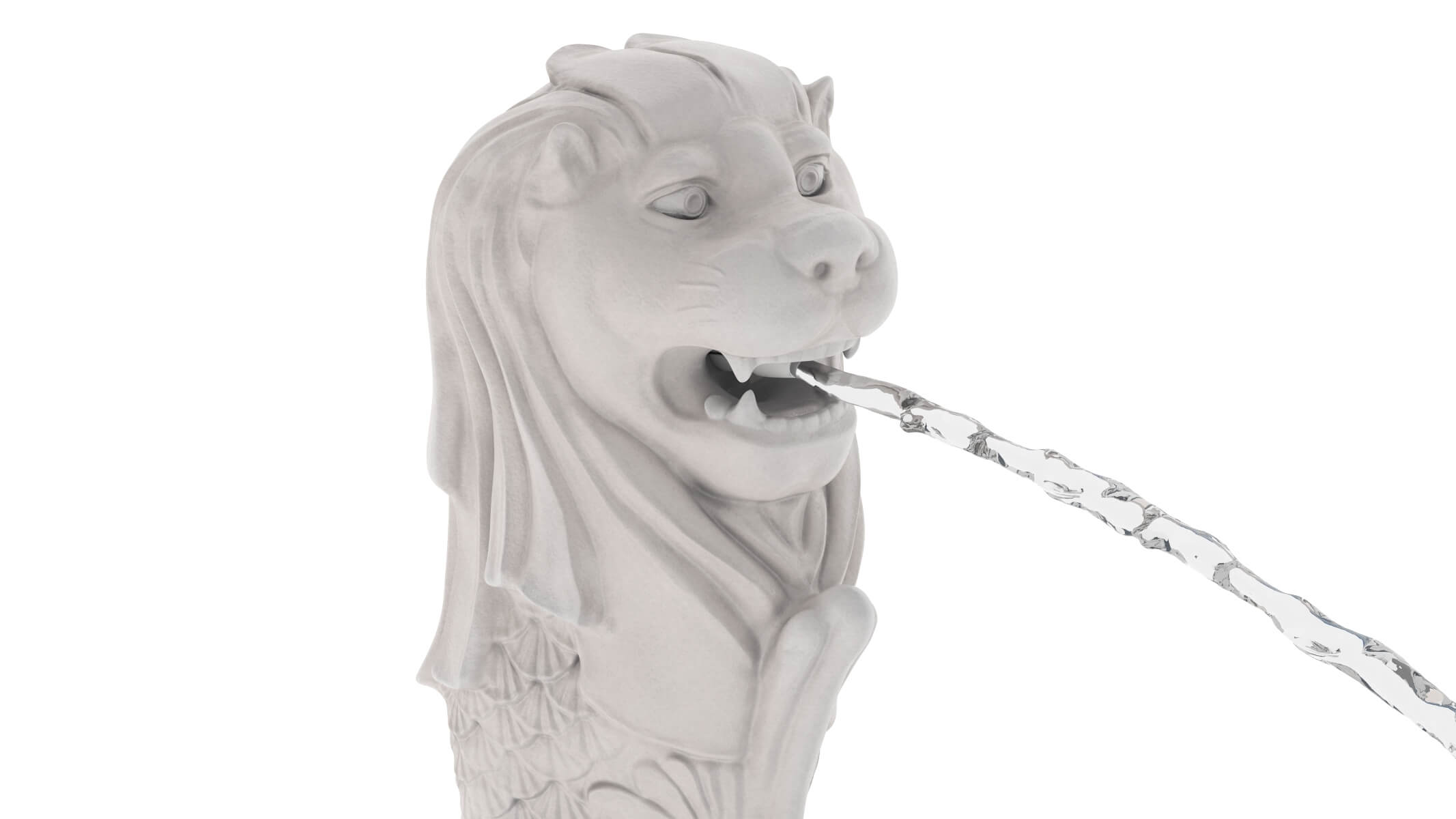 Merlion Fountain Water Spray Big - 3D Model by frezzy