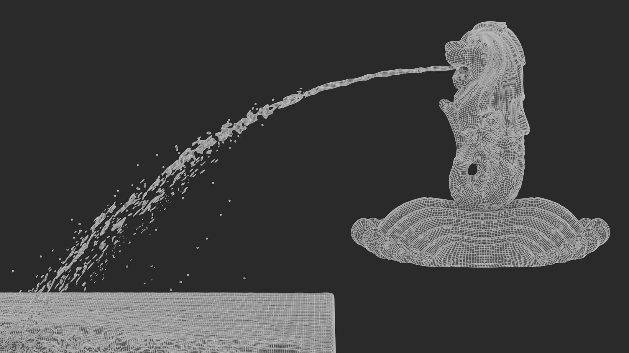 Merlion Fountain Water Spray Big - 3D Model by frezzy