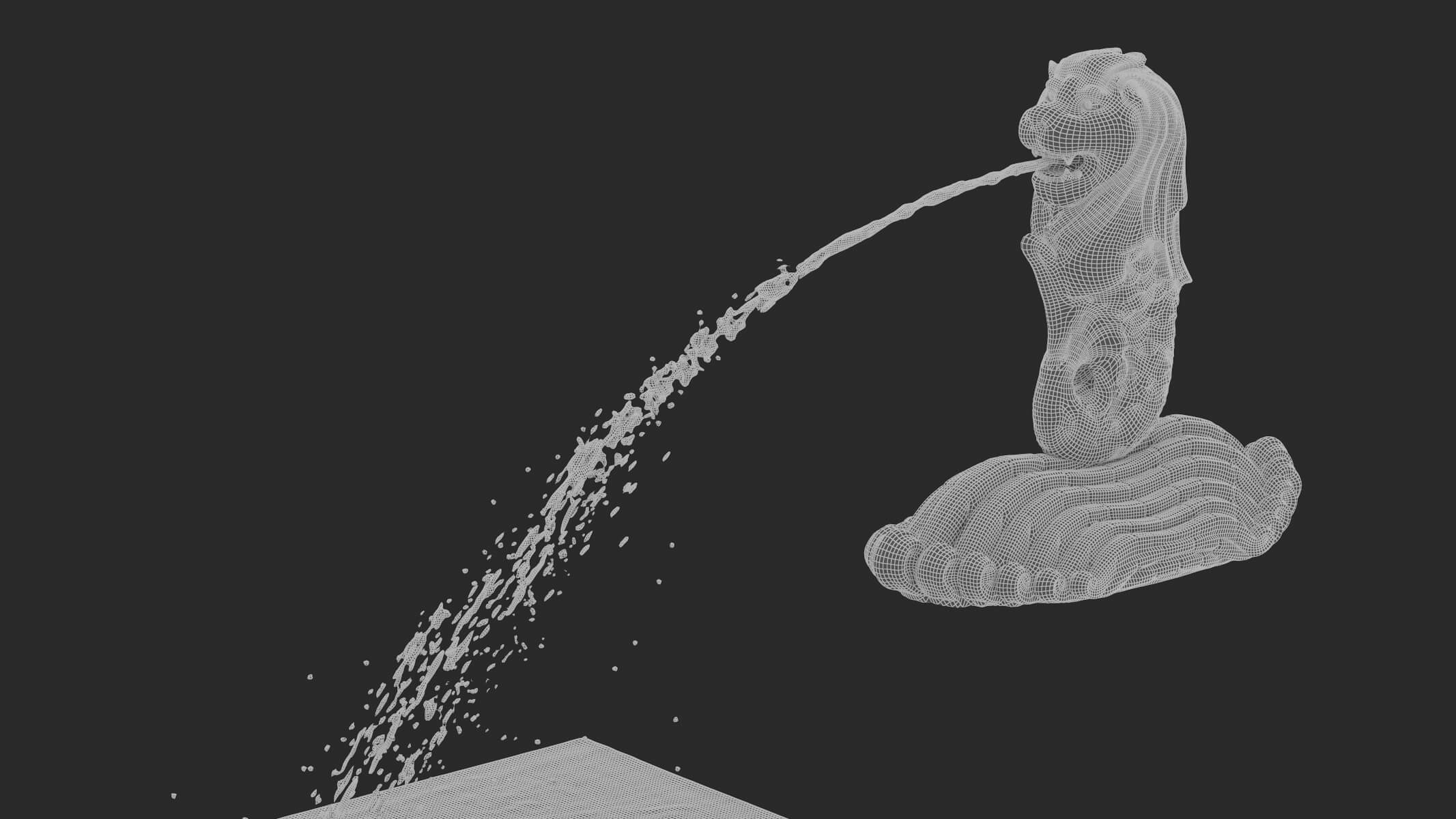 Merlion Fountain Water Spray Big - 3D Model by frezzy