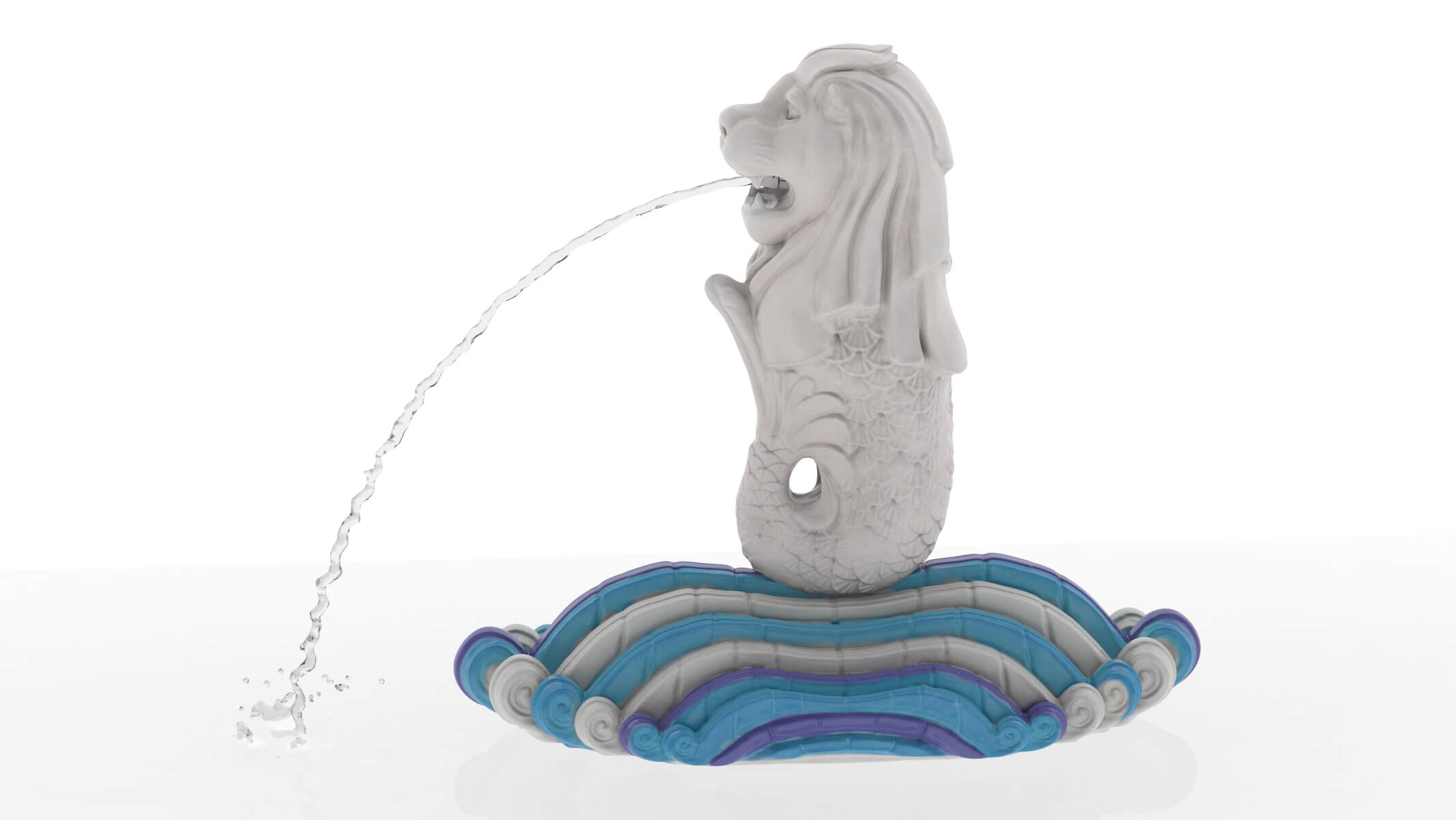 Merlion Fountain Water Spray Small - 3D Model by frezzy