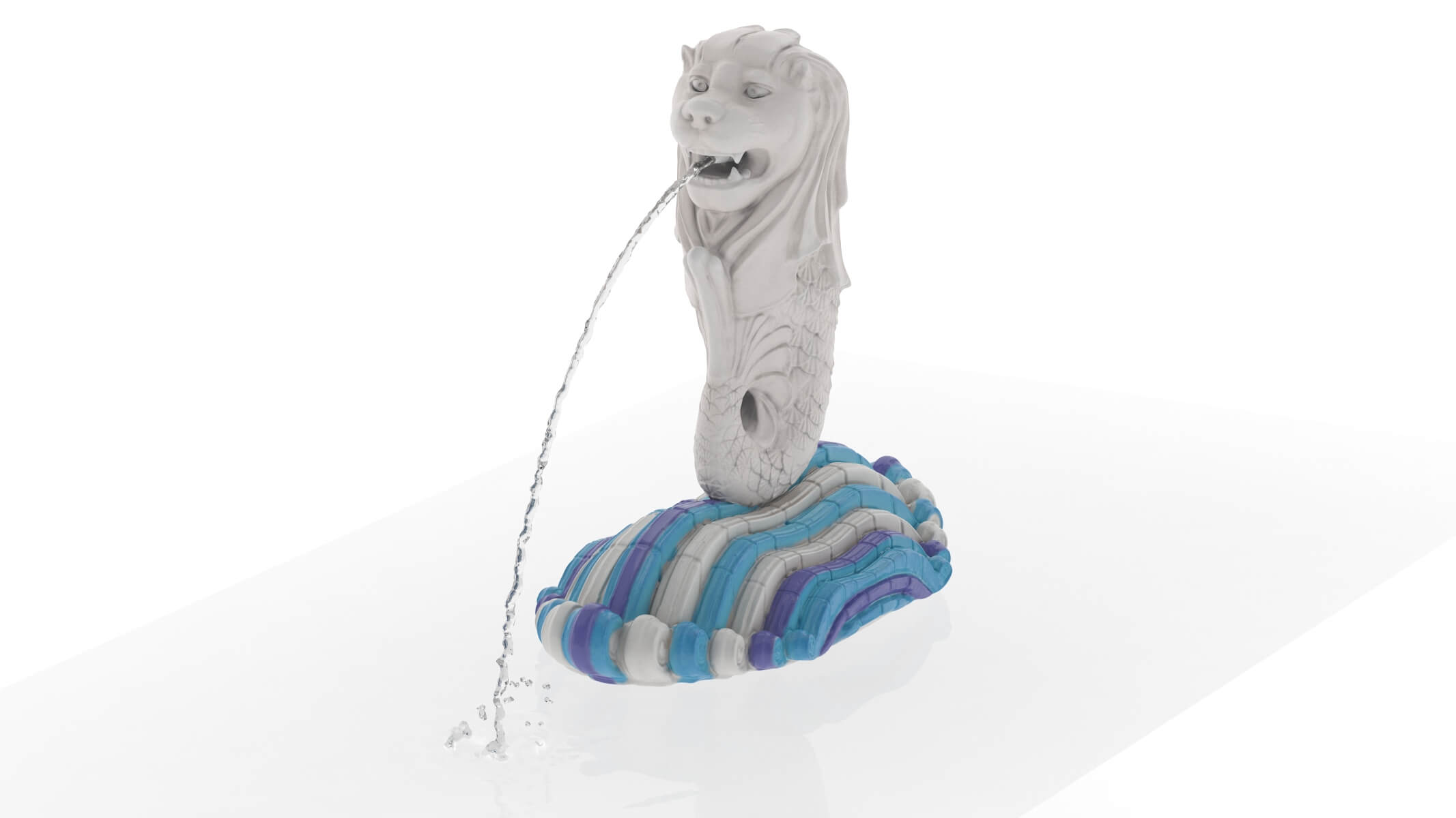 Merlion Fountain Water Spray Small - 3D Model by frezzy