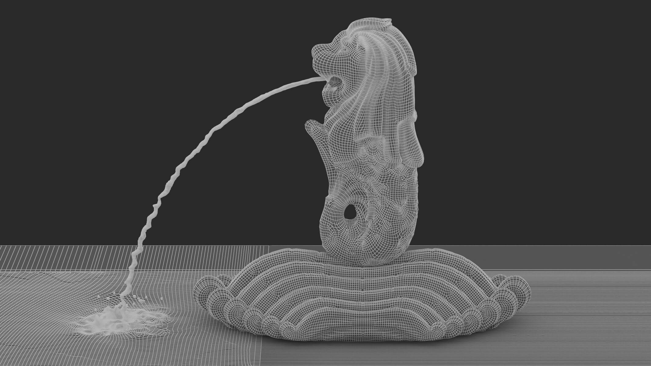 Merlion Fountain Water Spray Small - 3D Model by frezzy