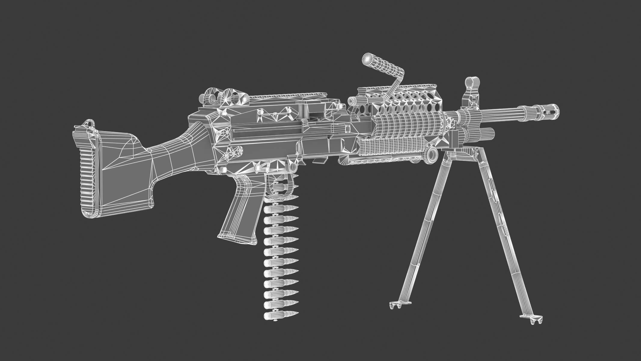 MK 48 Machine Gun Low Poly - 3D Model by frezzy