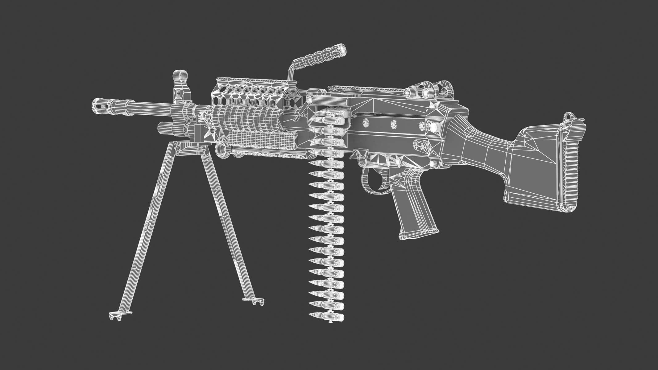MK 48 Machine Gun Low Poly - 3D Model by frezzy