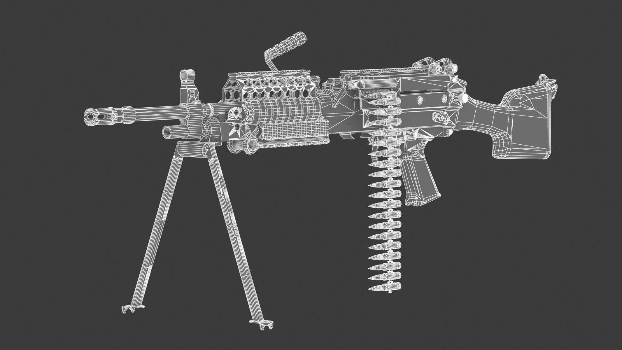 MK 48 Machine Gun Low Poly - 3D Model by frezzy