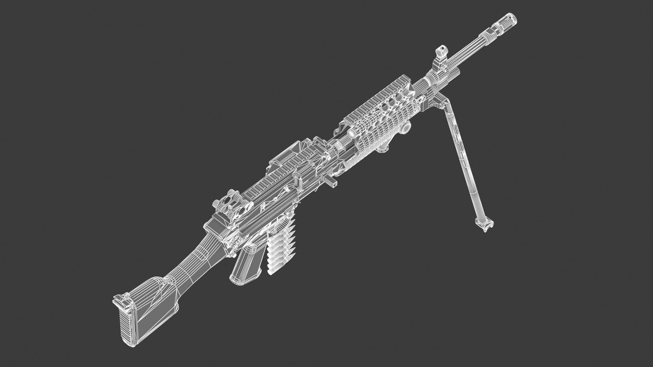 MK 48 Machine Gun Low Poly - 3D Model by frezzy