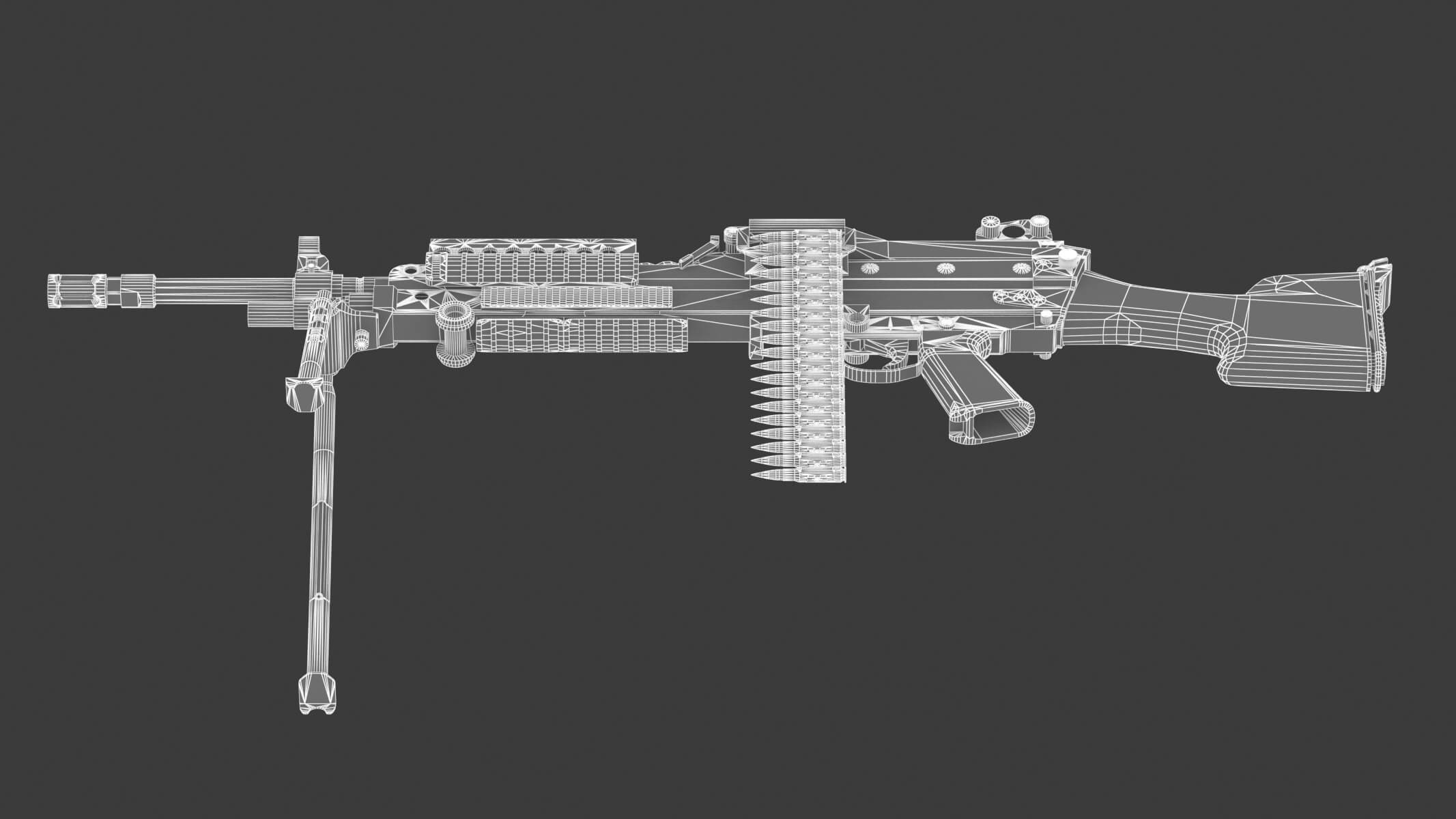 MK 48 Machine Gun Low Poly - 3D Model by frezzy