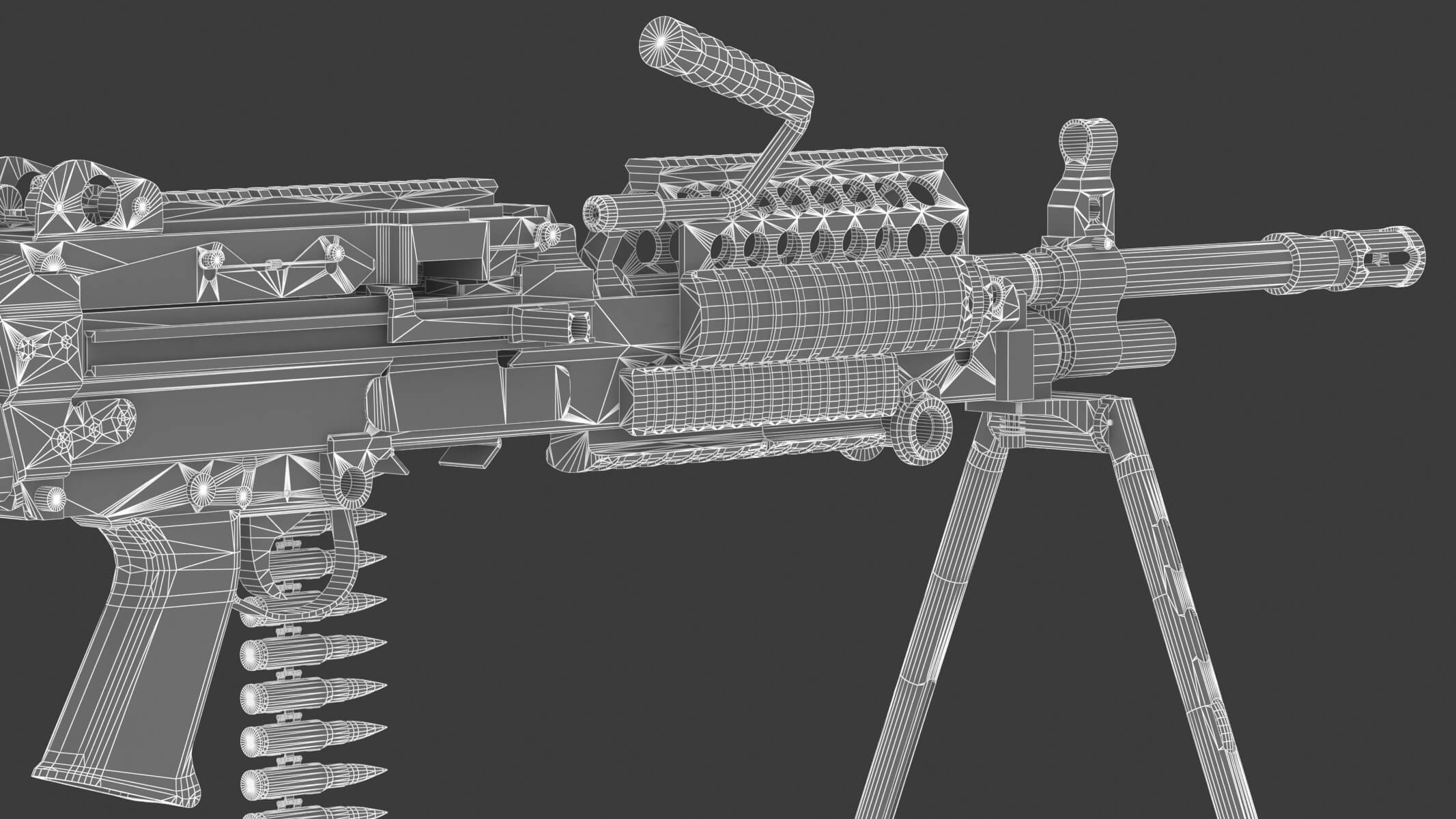 MK 48 Machine Gun Low Poly - 3D Model by frezzy