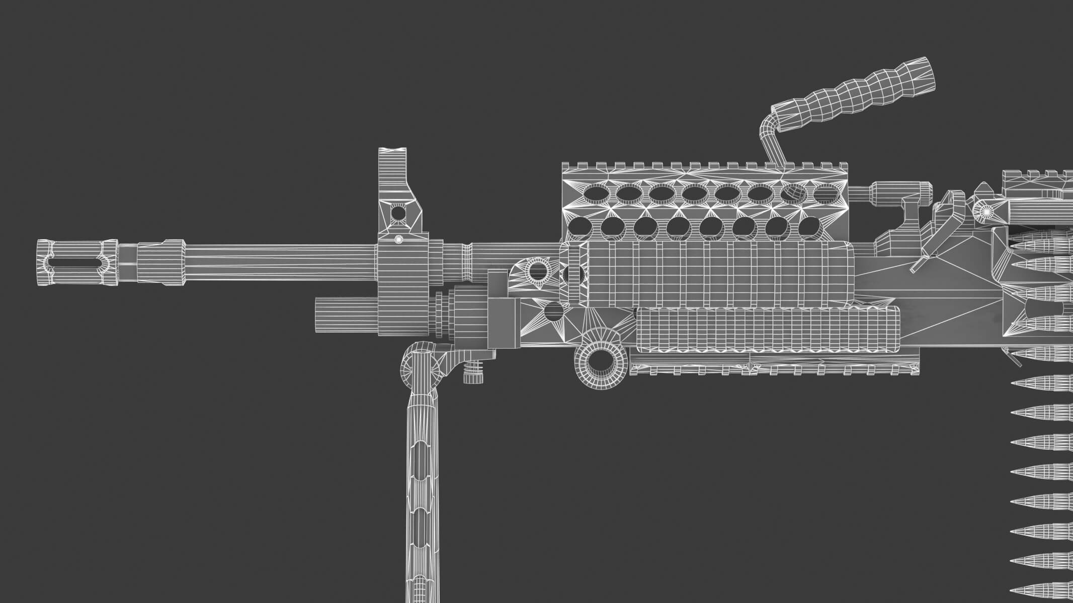 MK 48 Machine Gun Low Poly - 3D Model by frezzy