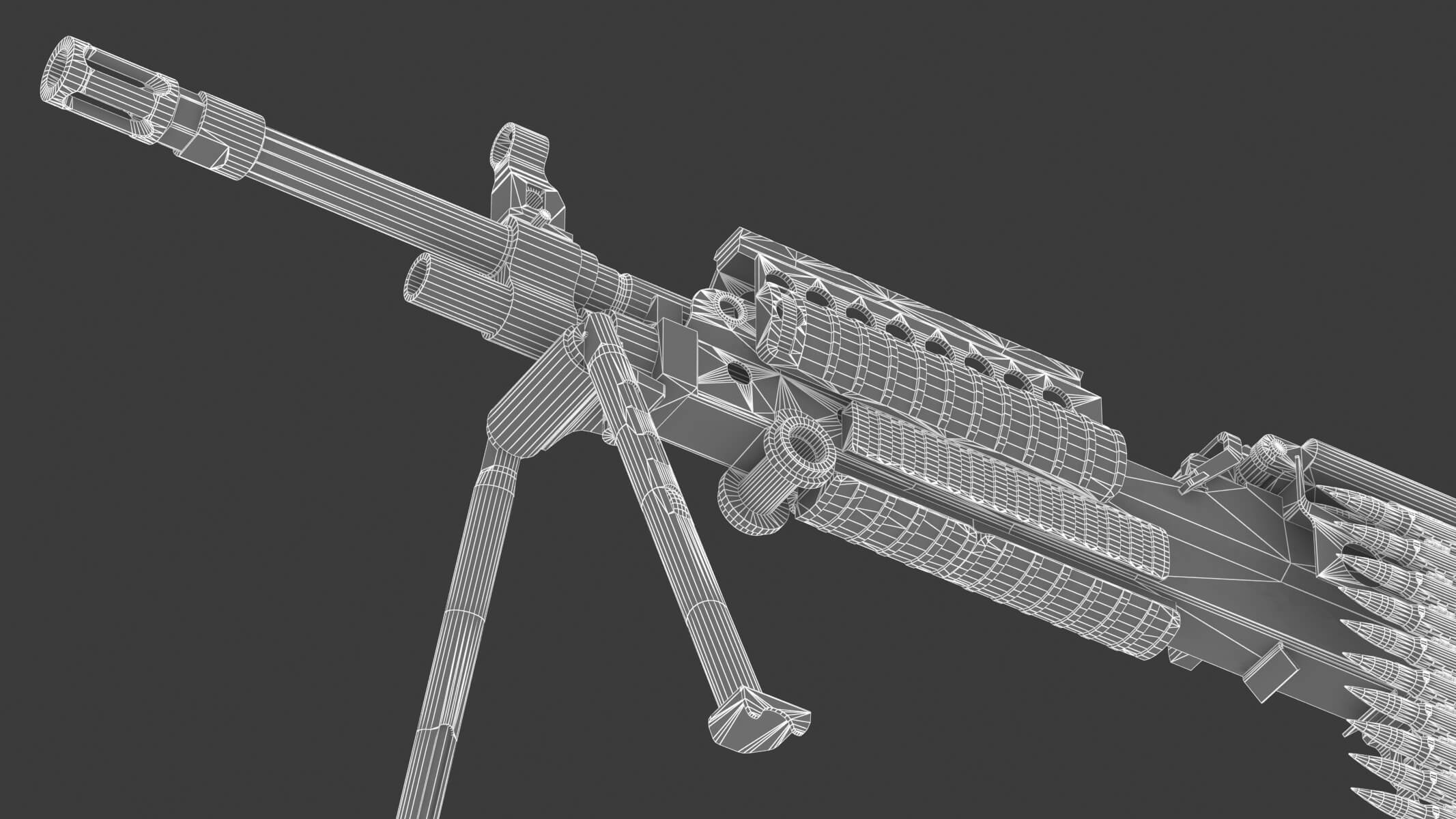 MK 48 Machine Gun Low Poly - 3D Model by frezzy