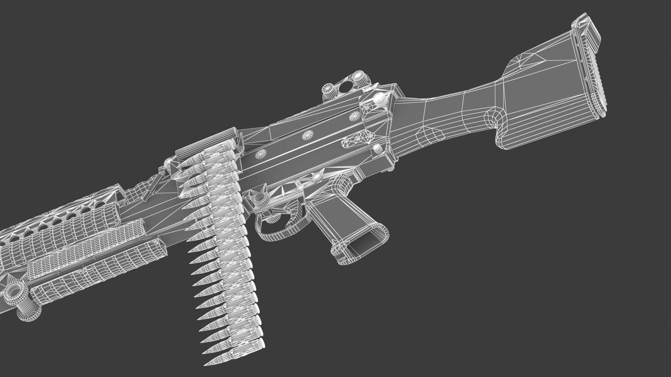 MK 48 Machine Gun Low Poly - 3D Model by frezzy