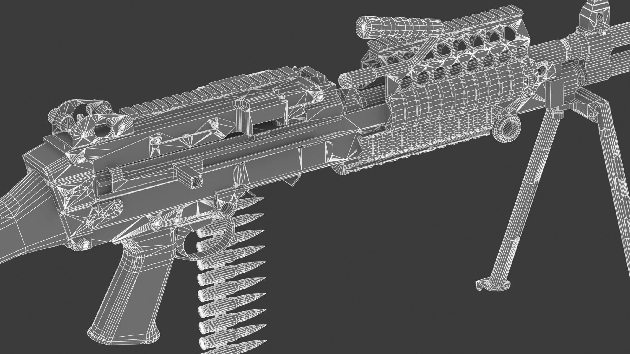 MK 48 Machine Gun Low Poly - 3D Model by frezzy