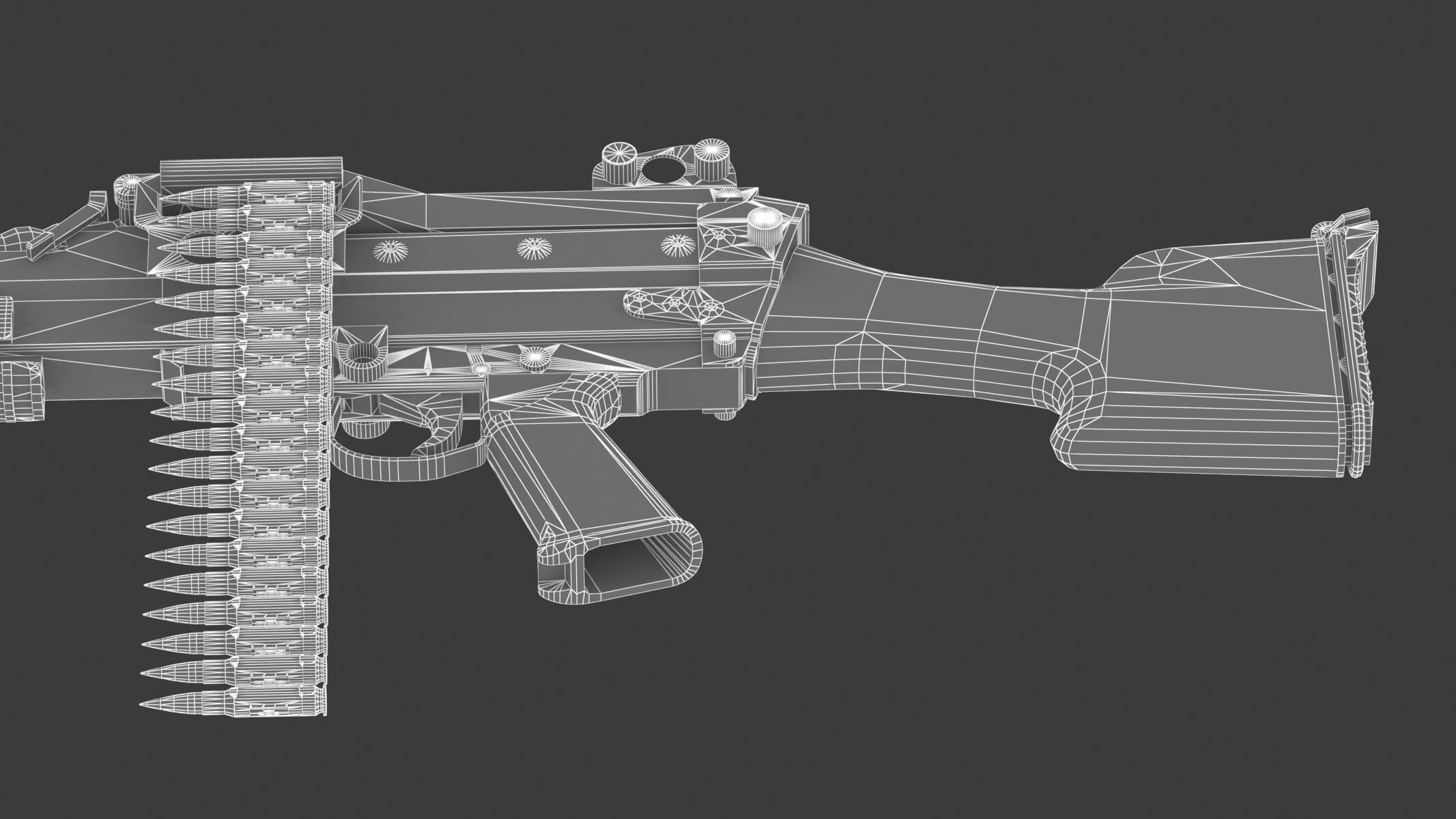 MK 48 Machine Gun Low Poly - 3D Model by frezzy