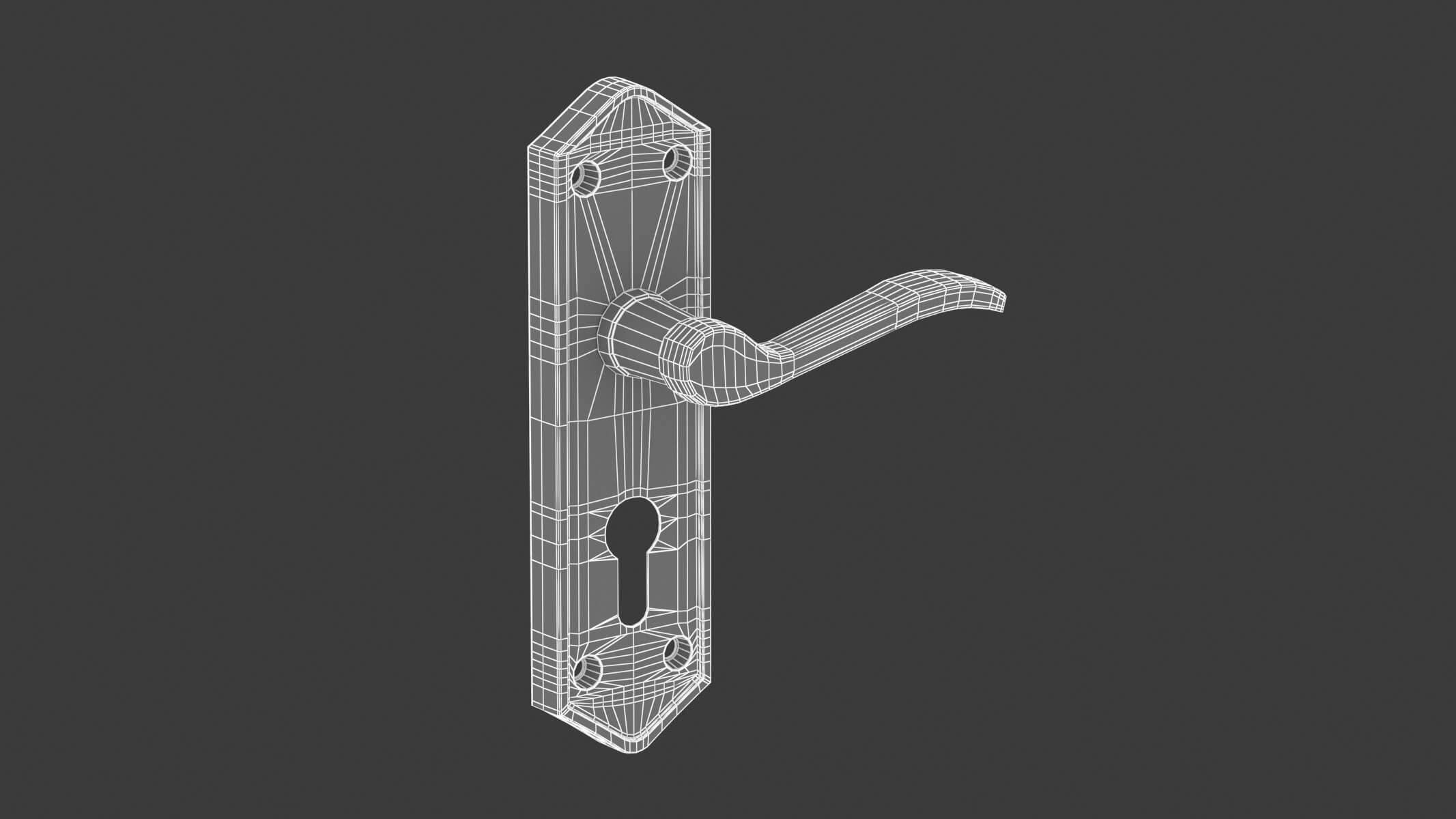 Paris Door Handles Polished Brass - 3D Model by frezzy