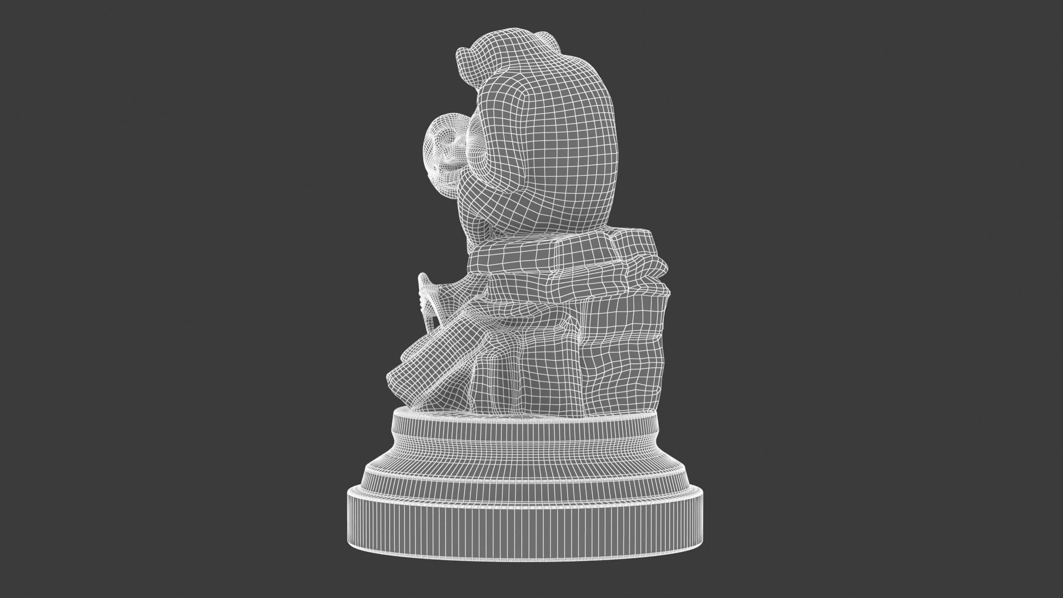 Philosophizing Monkey Low Poly - 3D Model by frezzy