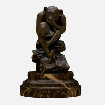 Philosophizing Monkey Low Poly - 3D Model by frezzy