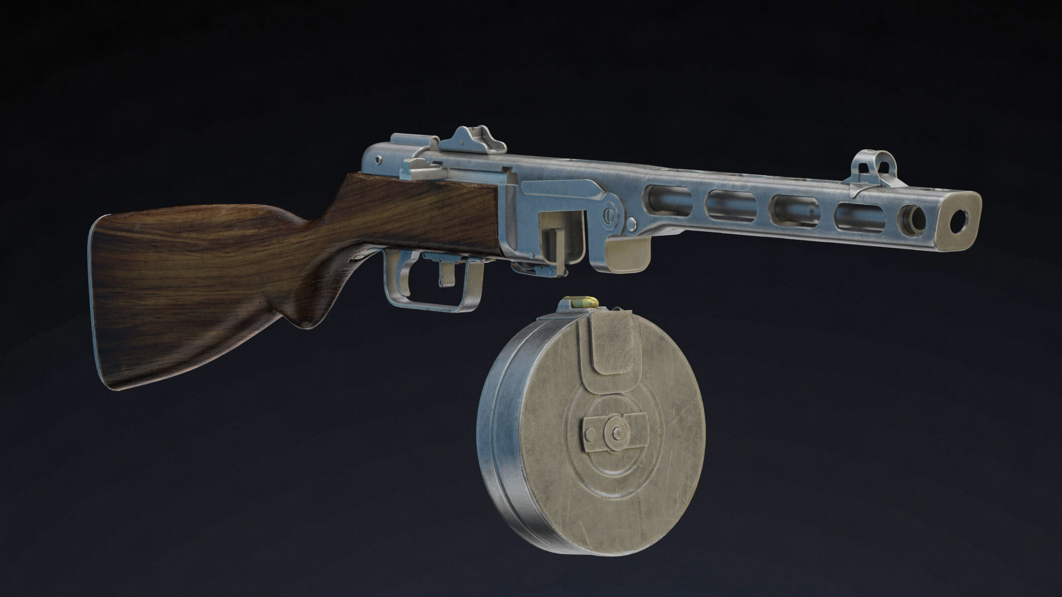 Ppsh-41 Low Poly 3D Model by frezzy