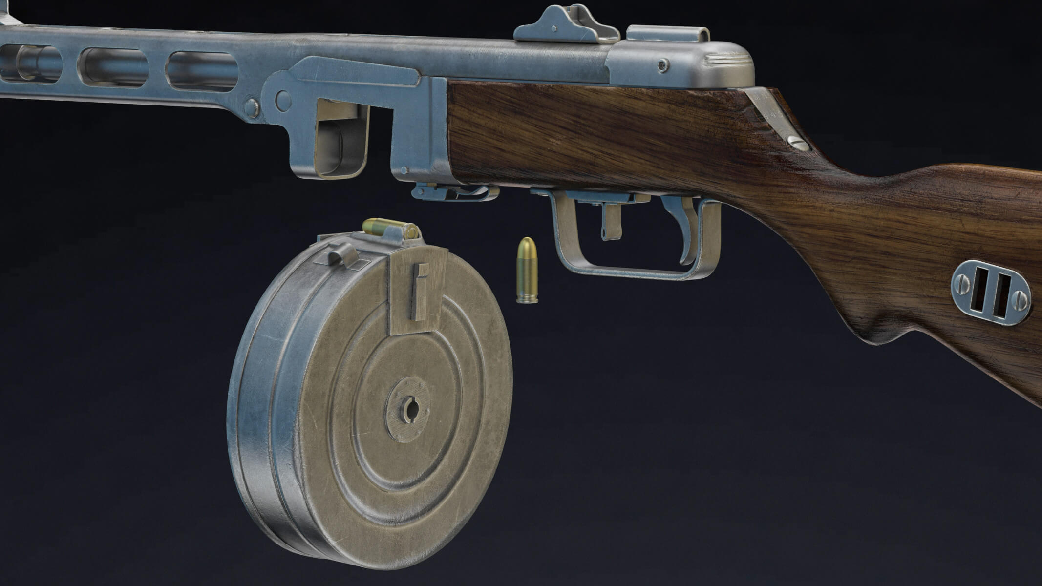 Ppsh-41 Low Poly 3D Model by frezzy