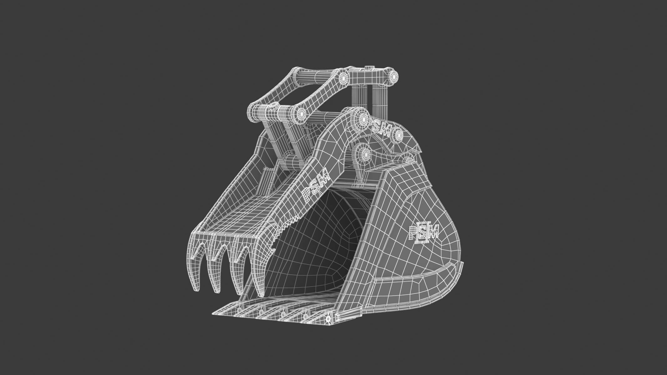 Psm Bucket Progressive Link Hydraulic Thumbs - 3D Model by frezzy