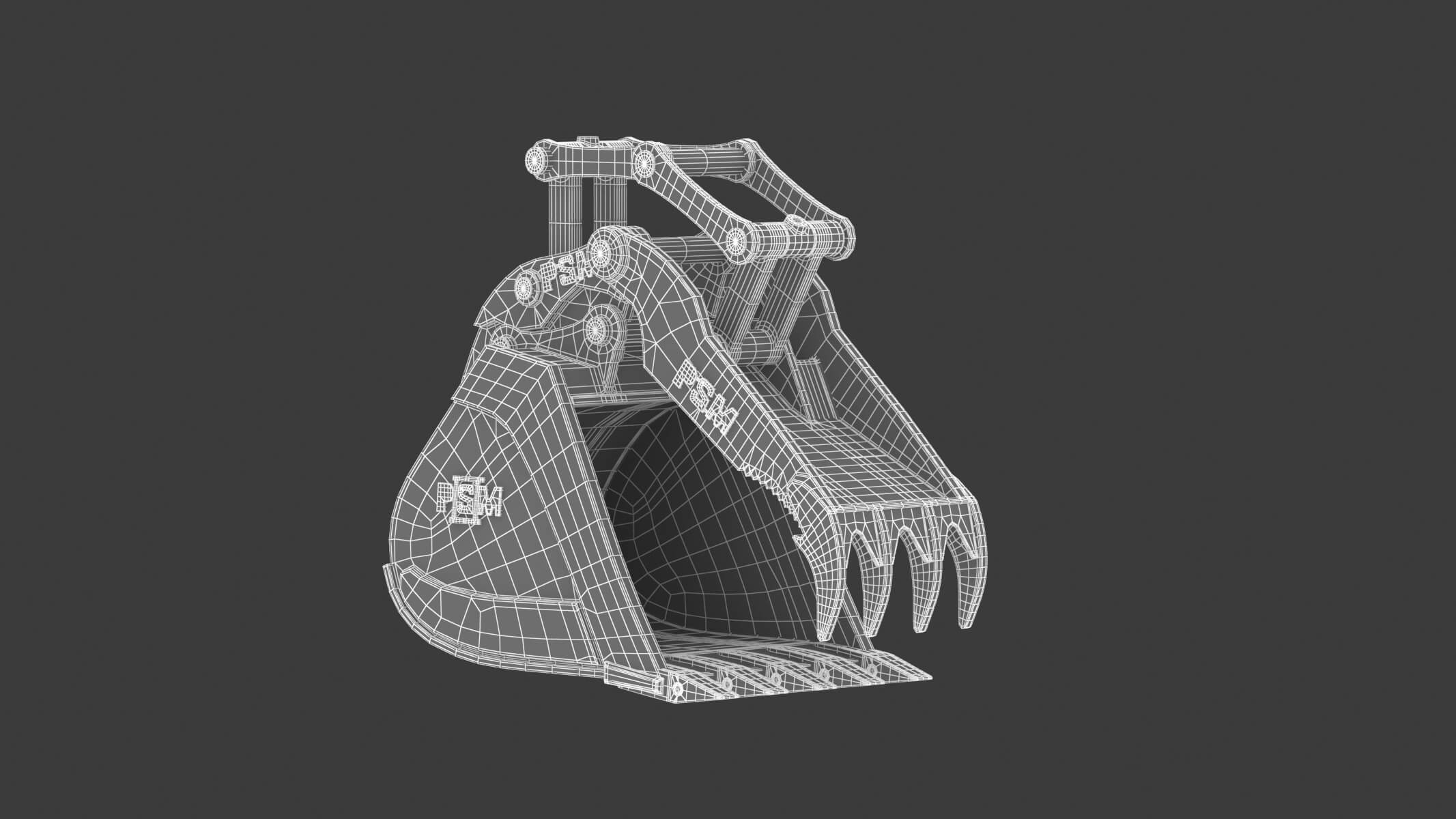 Psm Bucket Progressive Link Hydraulic Thumbs - 3D Model by frezzy