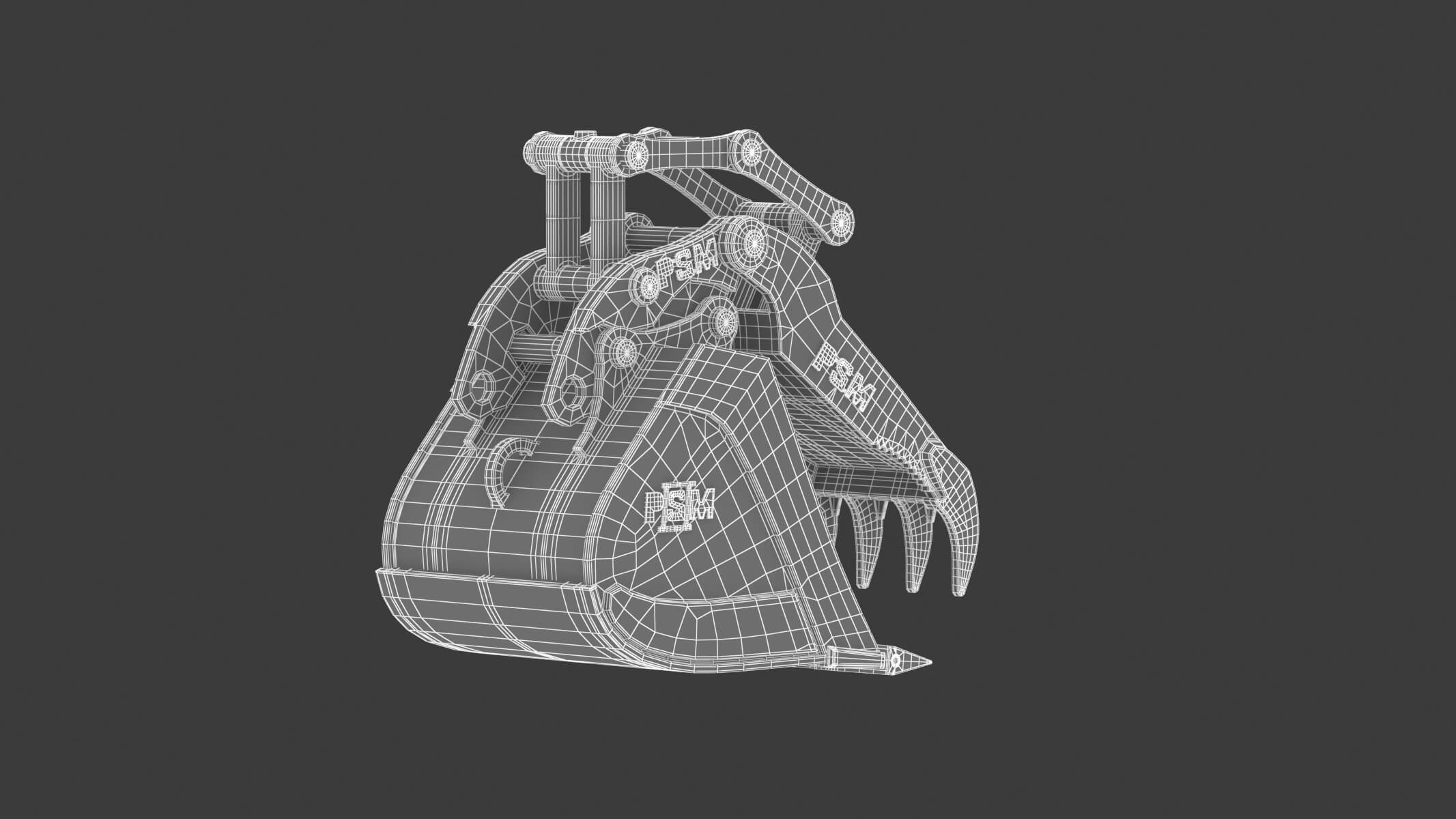 Psm Bucket Progressive Link Hydraulic Thumbs - 3D Model by frezzy