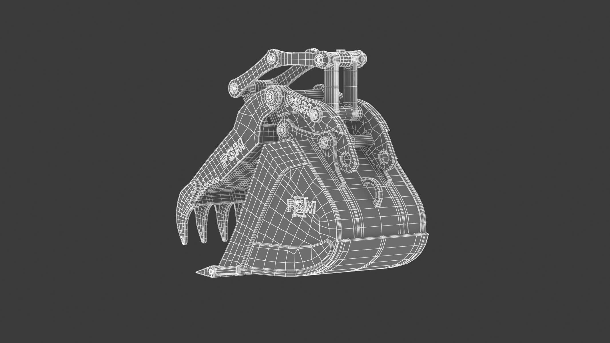 Psm Bucket Progressive Link Hydraulic Thumbs - 3D Model by frezzy
