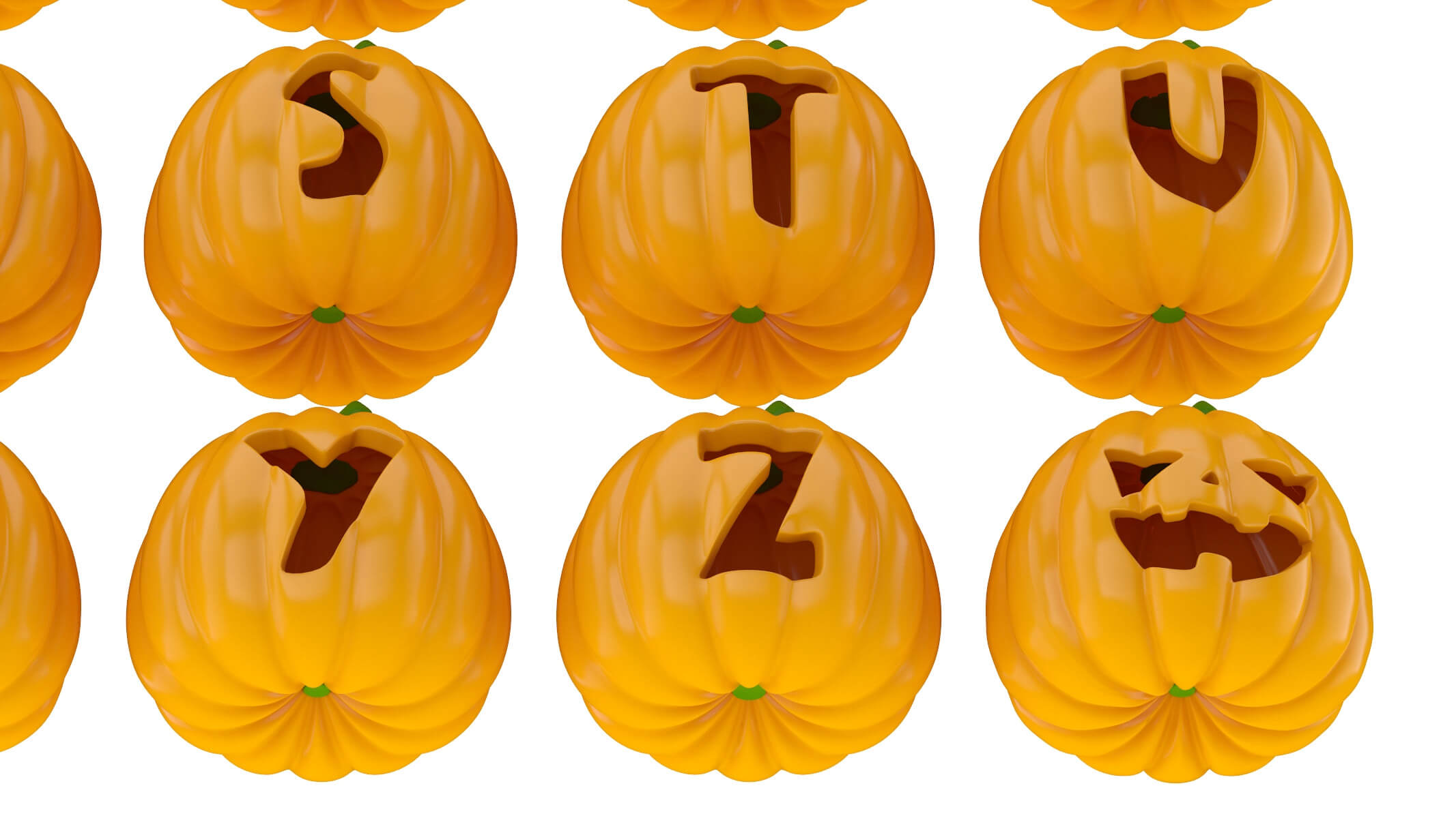 Pumpkin Alphabet - 3D Model by frezzy