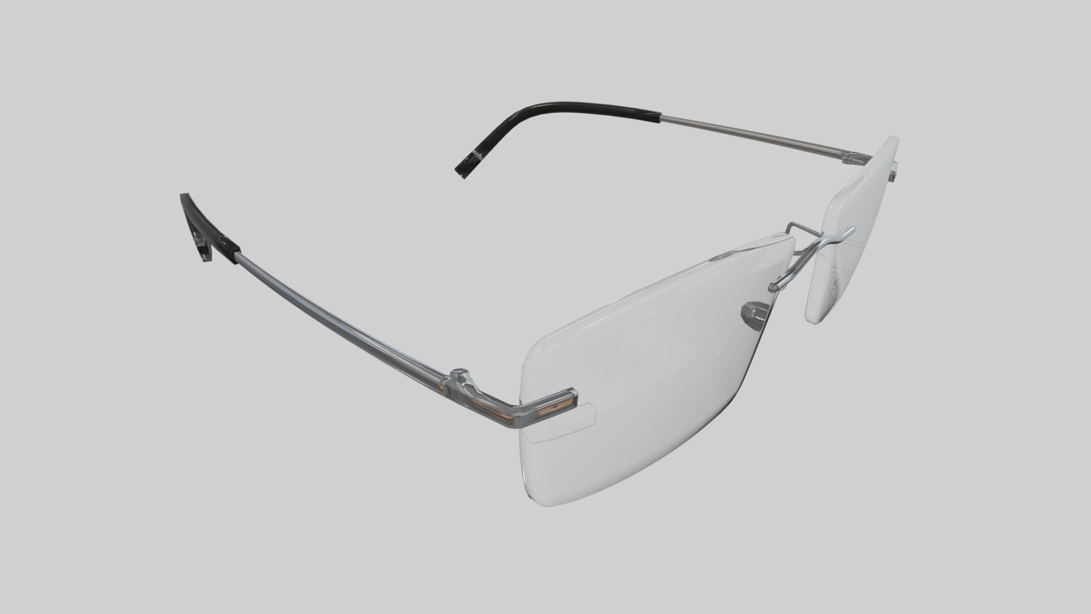 Rectangular Rimless Eyeglasses Low Poly - 3D Model by frezzy