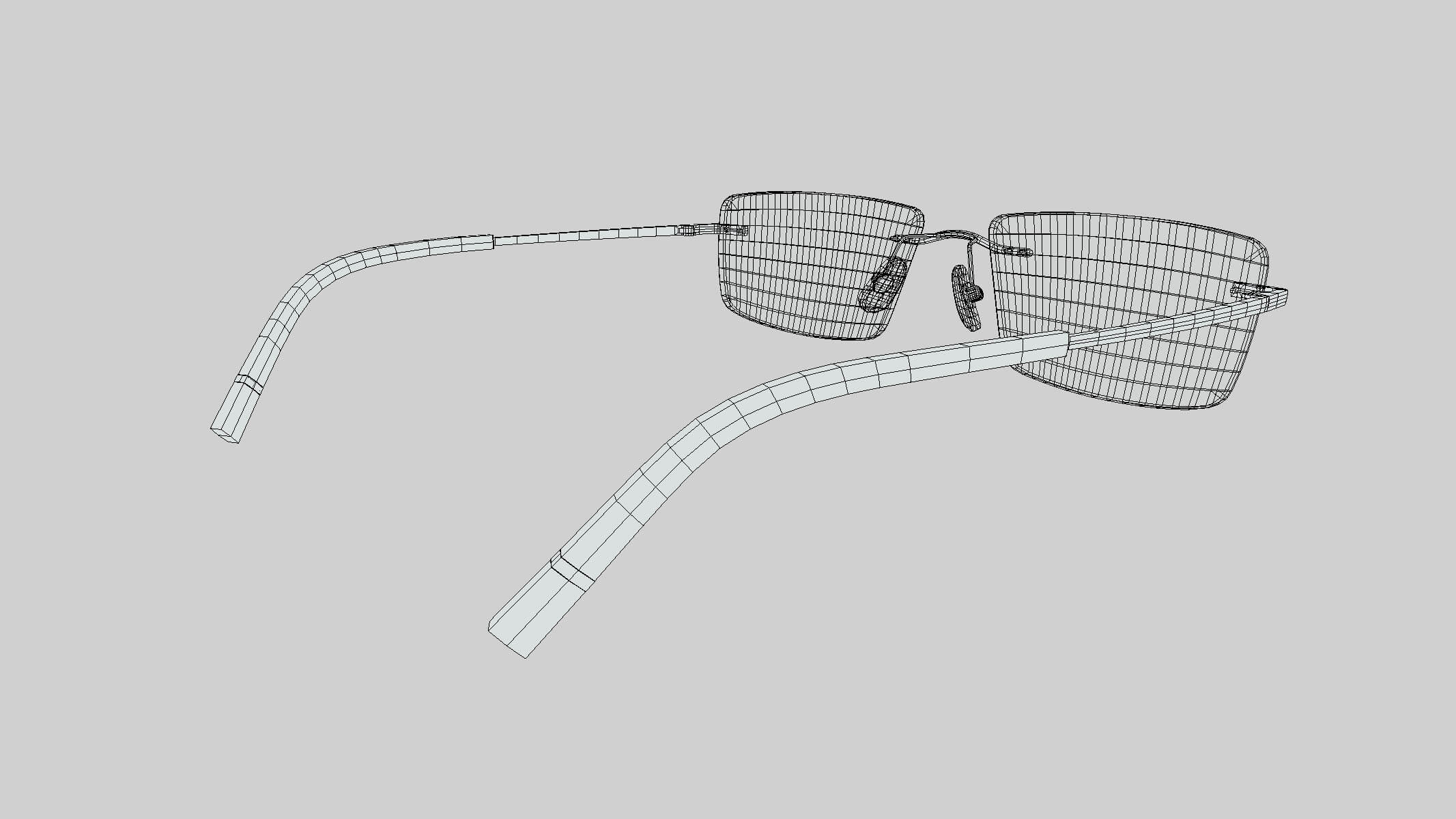 Rectangular Rimless Eyeglasses Low Poly - 3D Model by frezzy