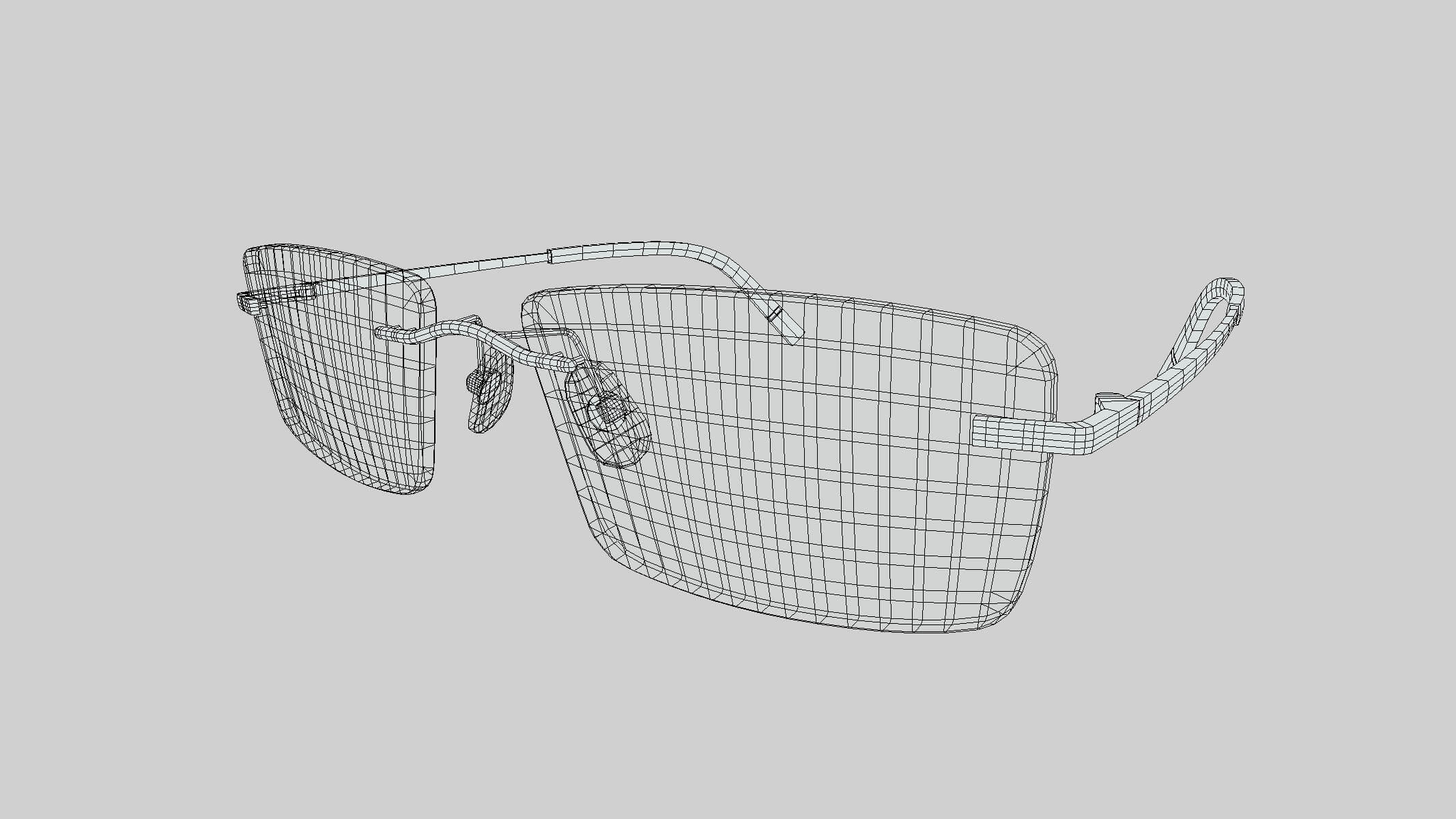 Rectangular Rimless Eyeglasses Low Poly - 3D Model by frezzy