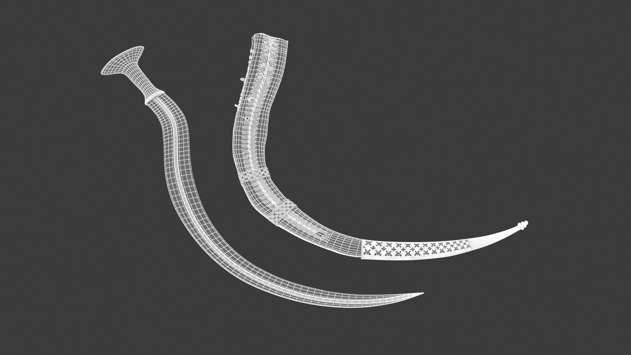 Shotel Curved Sword - 3D Model by frezzy