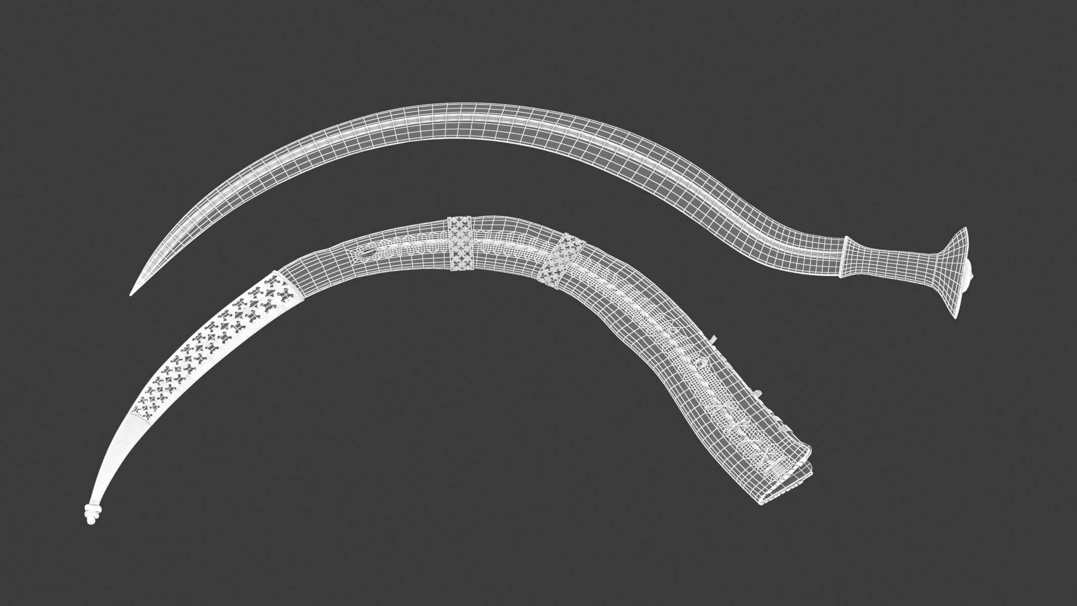 Shotel Curved Sword - 3D Model by frezzy